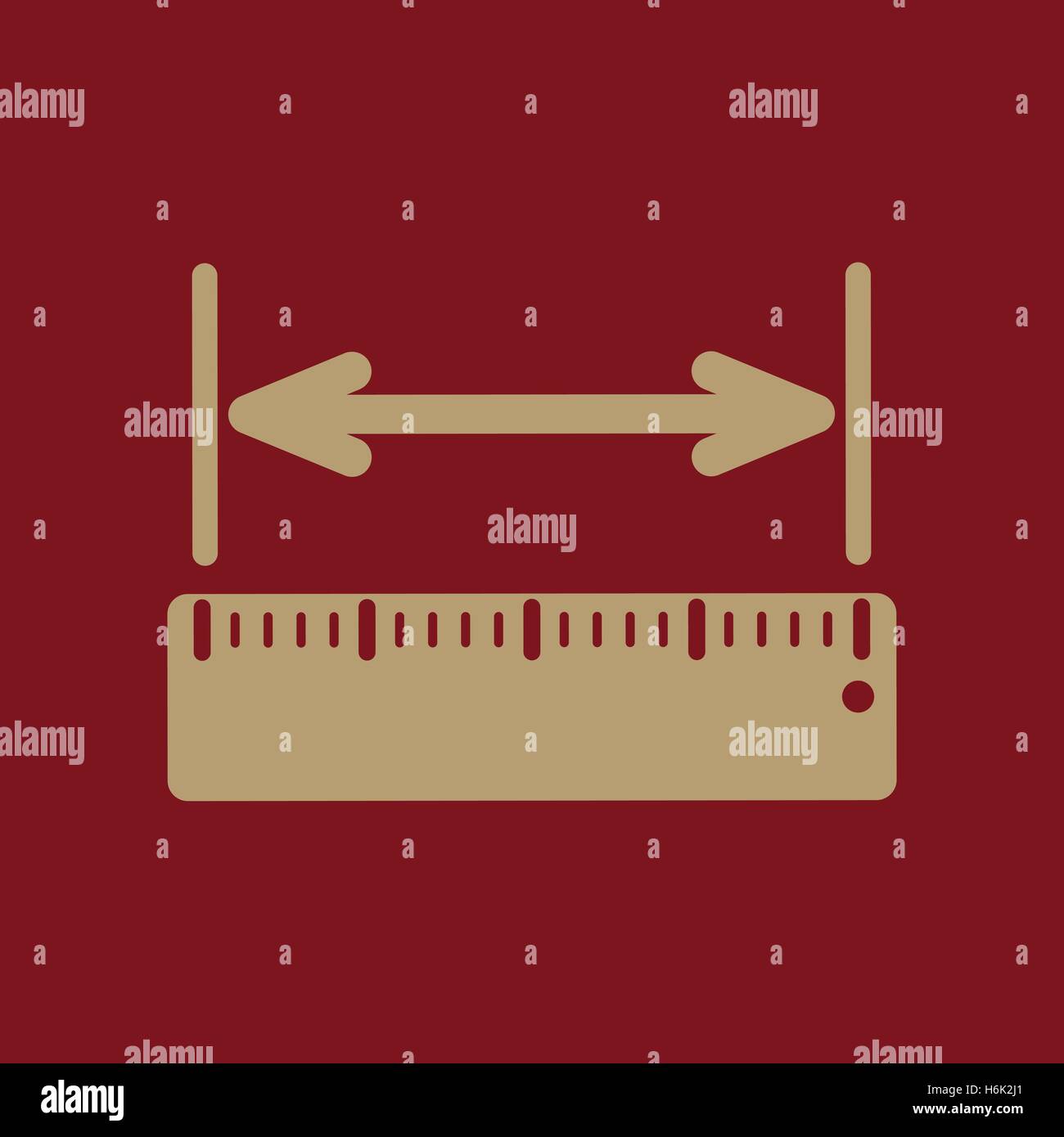 The width measurement icon. Ruler and straightedge, scale symbol. Flat ...