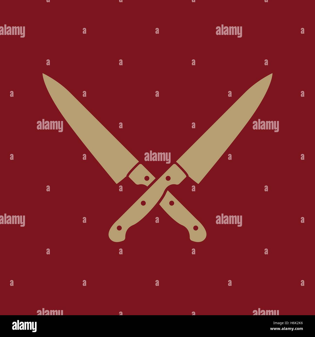 The crossed knives icon. Knife and chef, kitchen symbol. Flat Vector ...