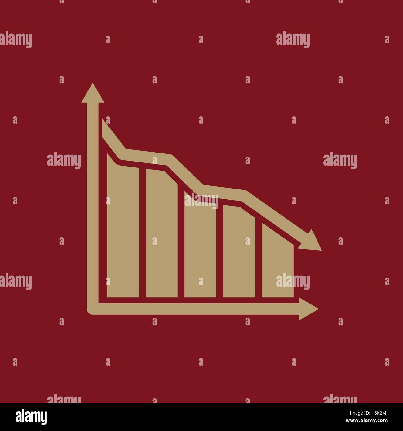 The graph down icon. Chart below and loss, reduction symbol. Flat ...