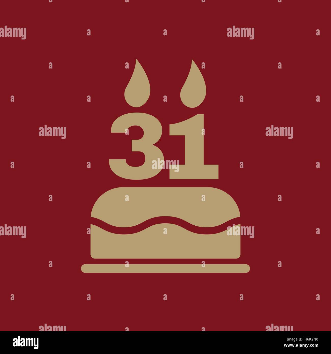 The birthday cake with candles in the form of number 31 icon. Birthday ...