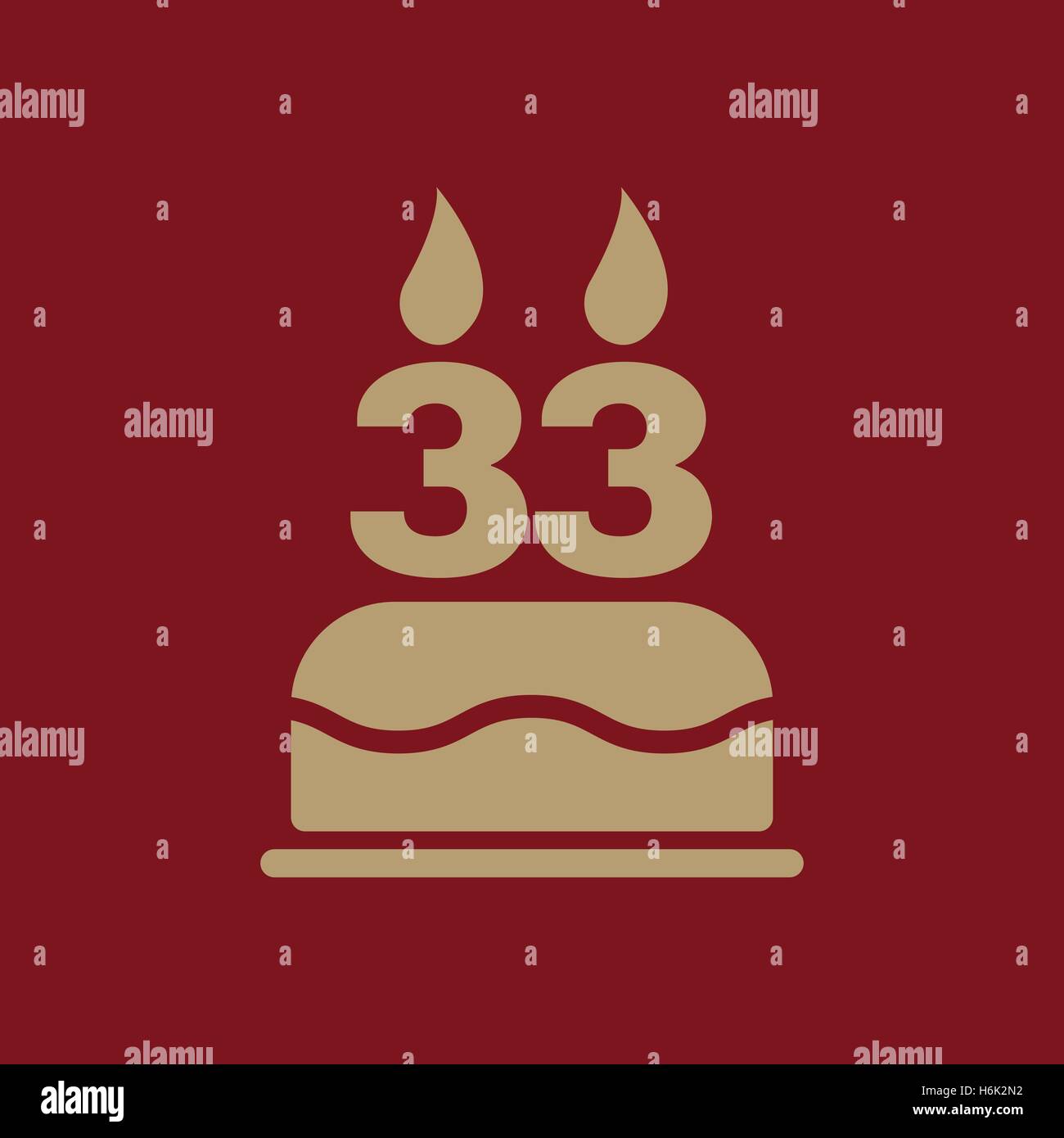 The birthday cake with candles in the form of number 33 icon. Birthday ...