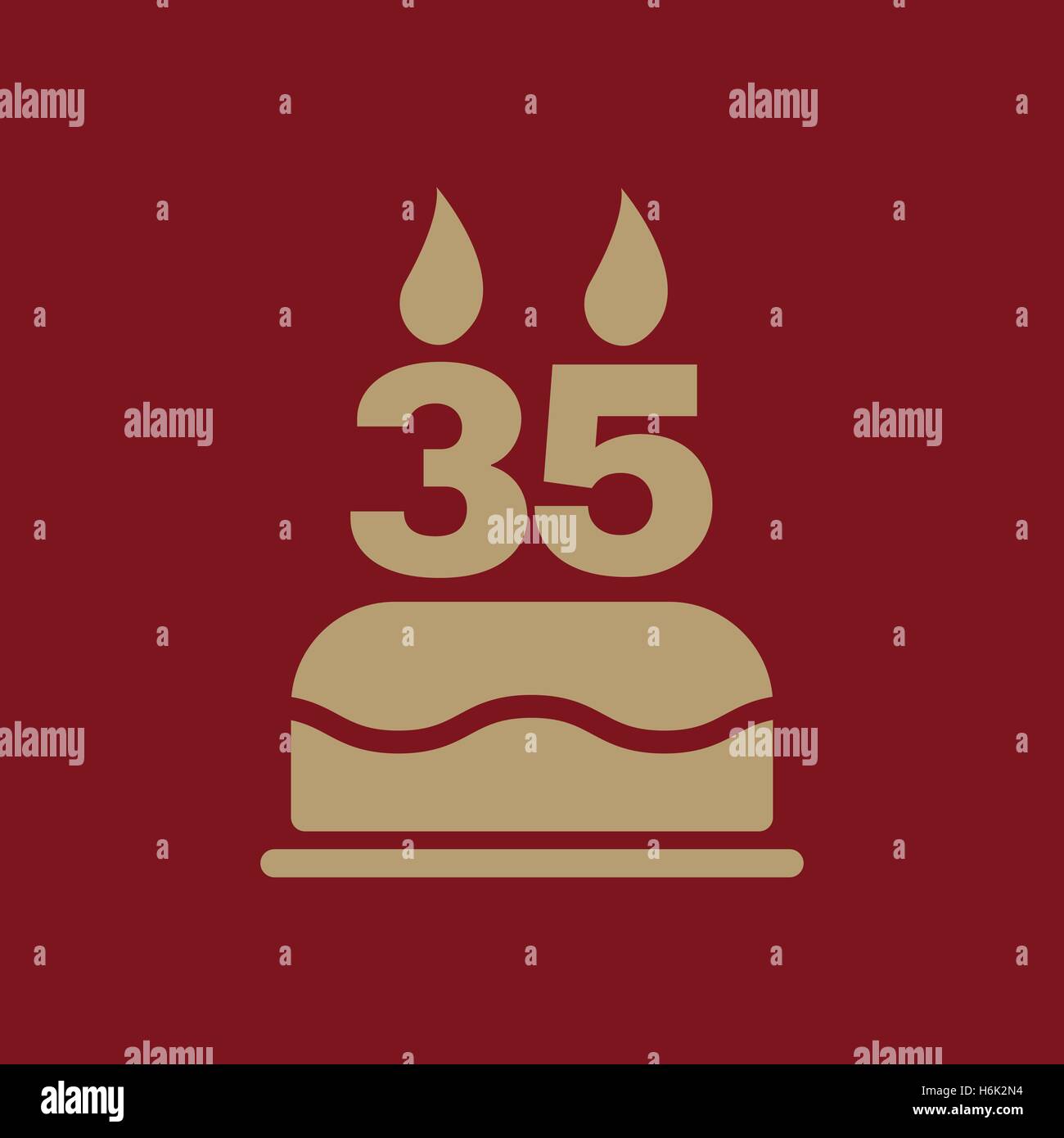 The birthday cake with candles in the form of number 35 icon. Birthday ...