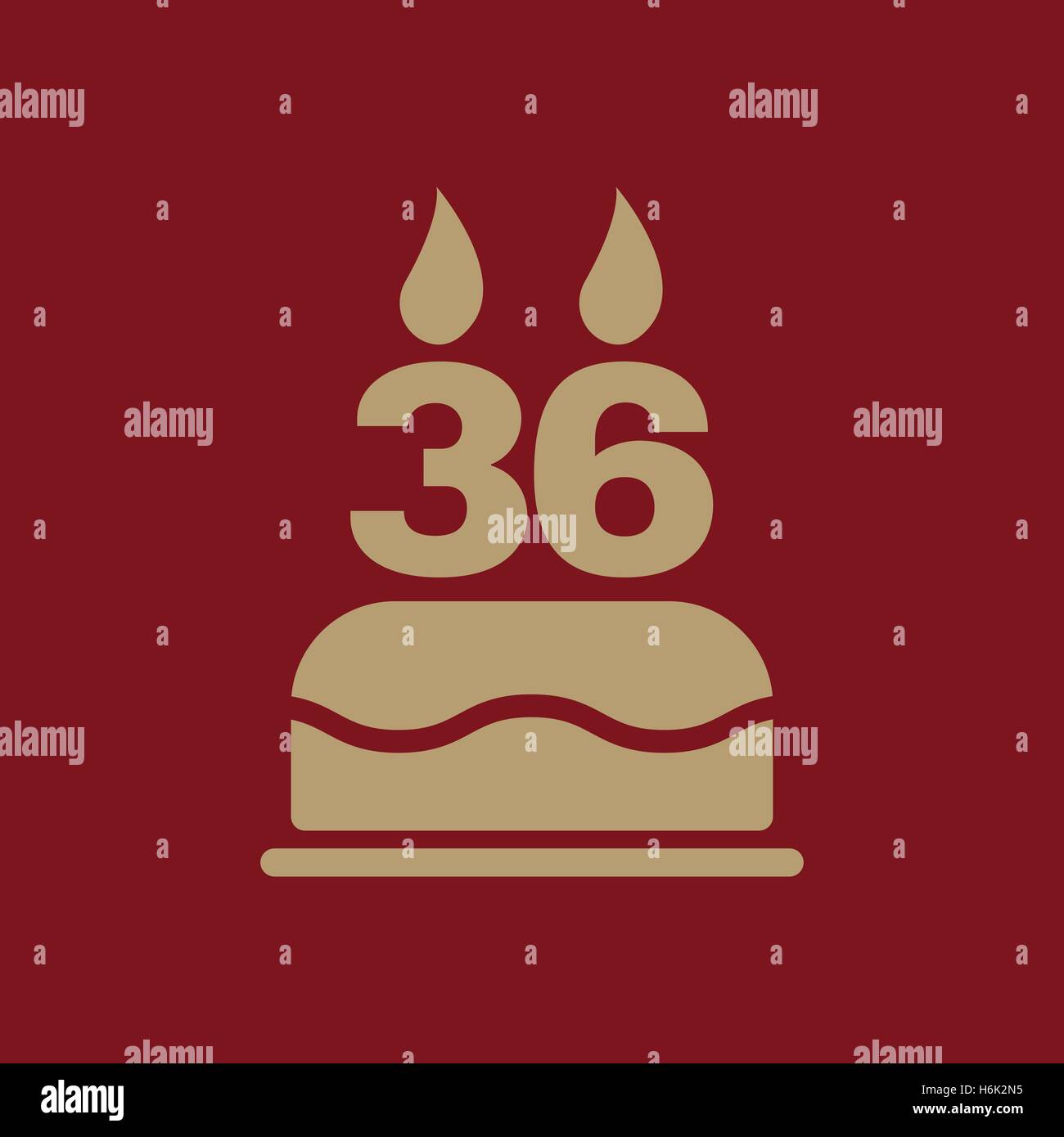 The birthday cake with candles in the form of number 36 icon. Birthday ...