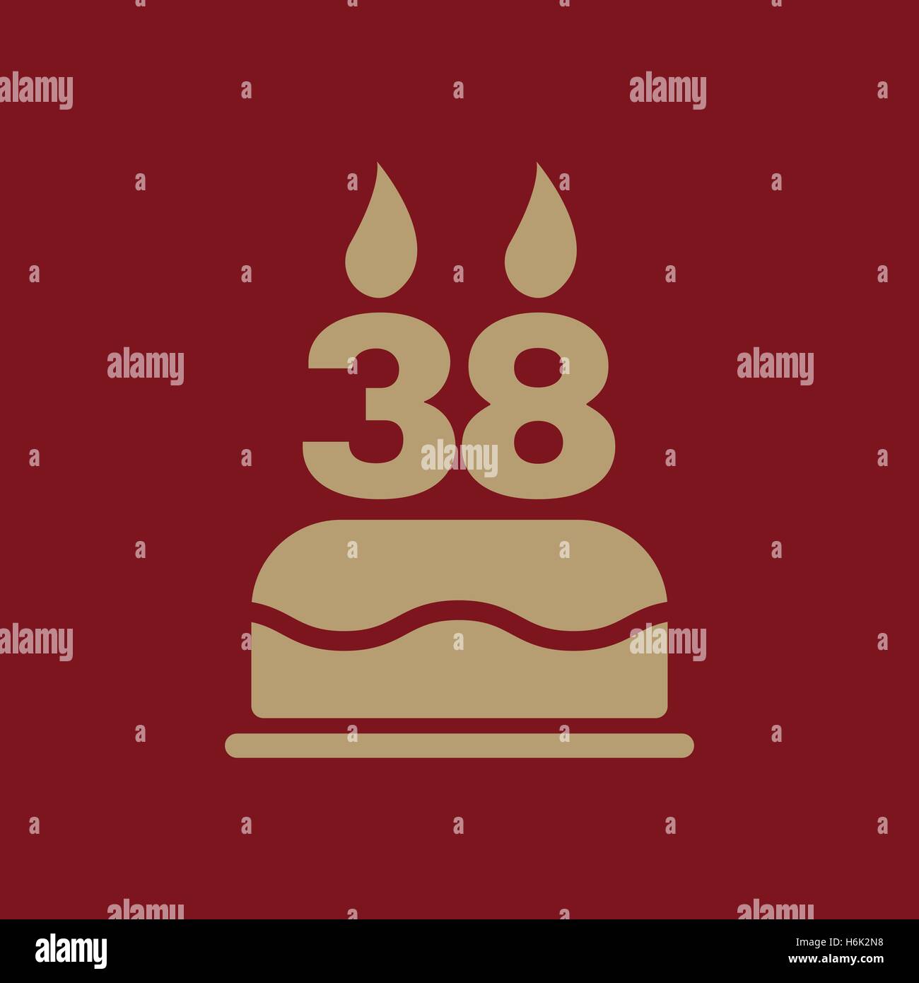 The birthday cake with candles in the form of number 38 icon. Birthday ...