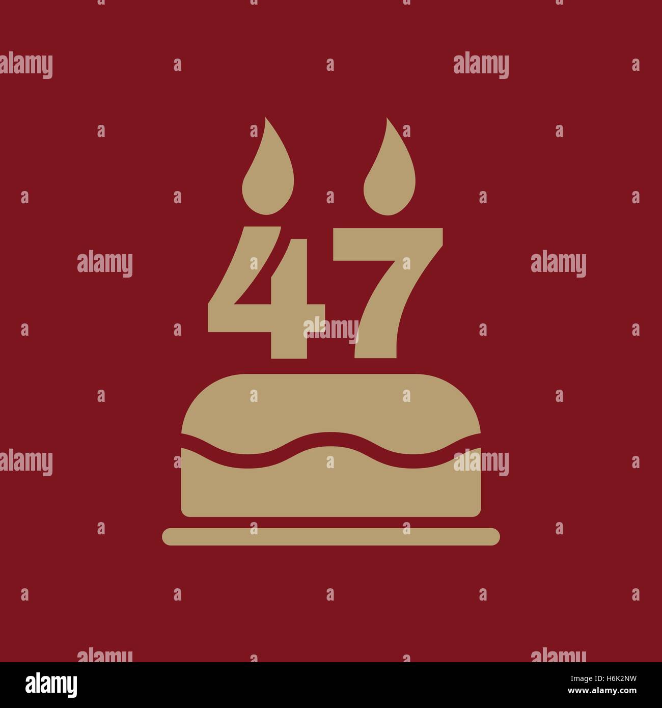 The birthday cake with candles in the form of number 47 icon. Birthday ...