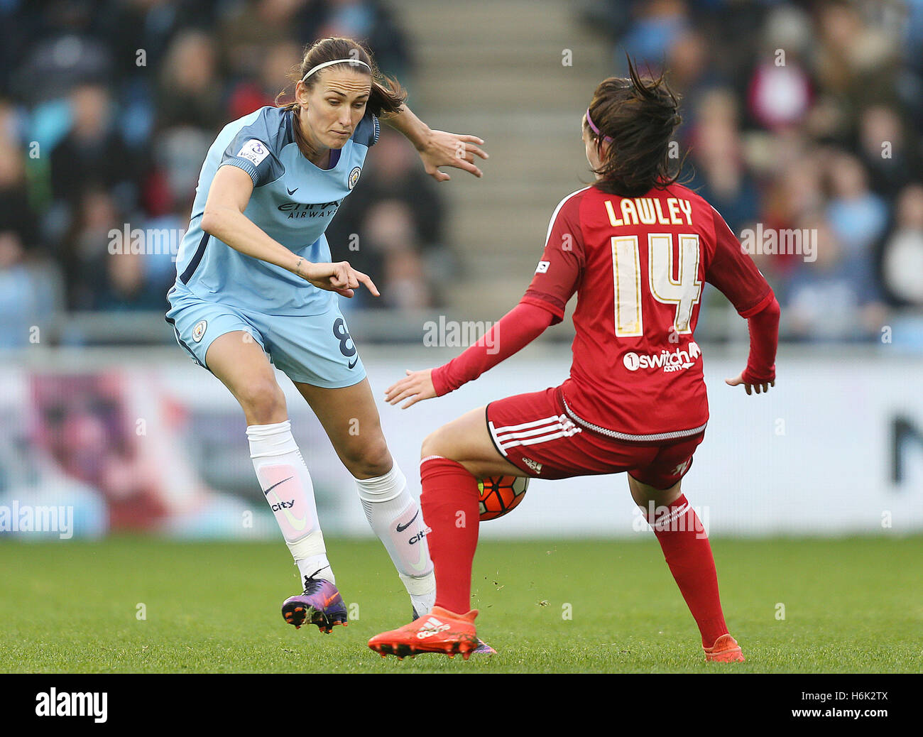 Manchester City's Jill Scott and Birmingham City's Melissa Lawley ...