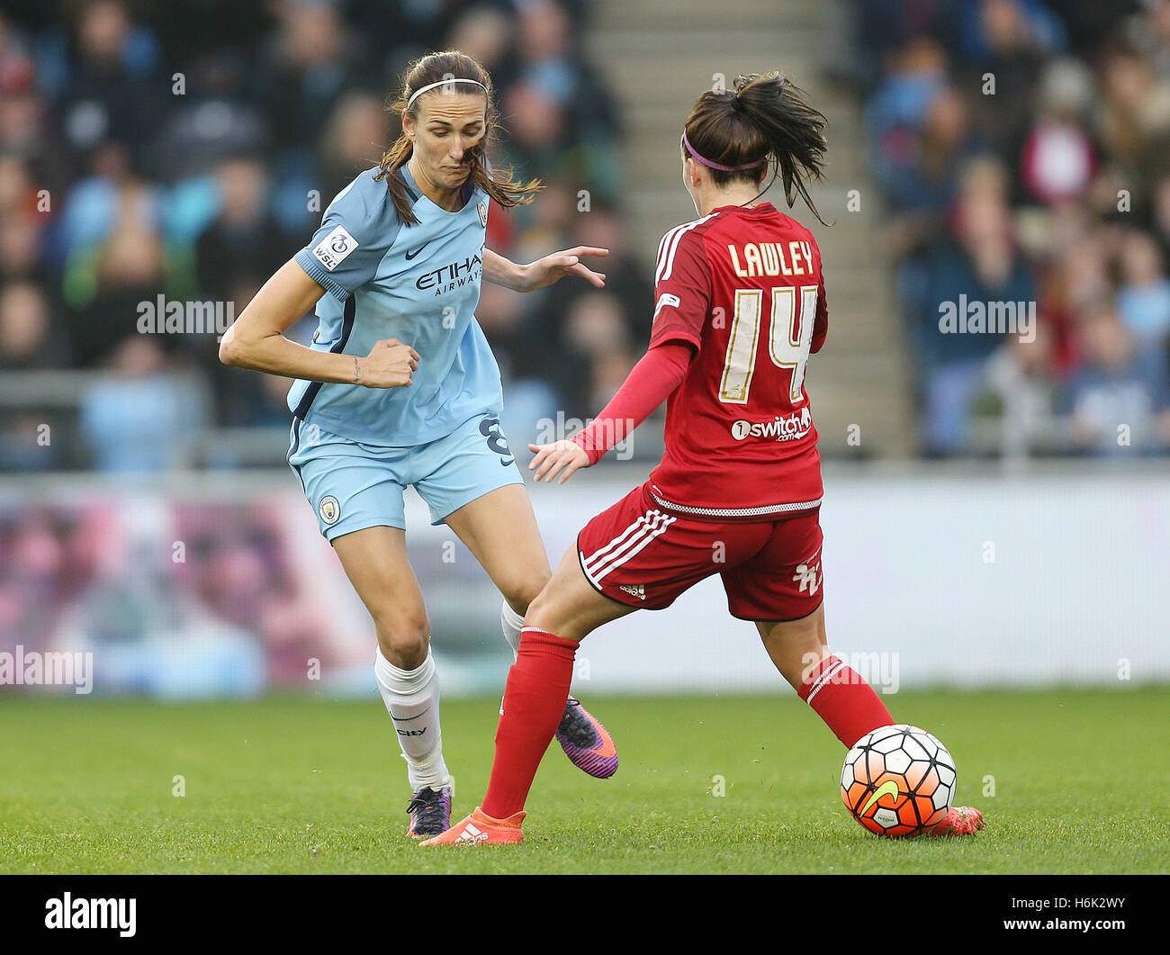 Manchester City's Jill Scott and Birmingham City's Melissa Lawley ...