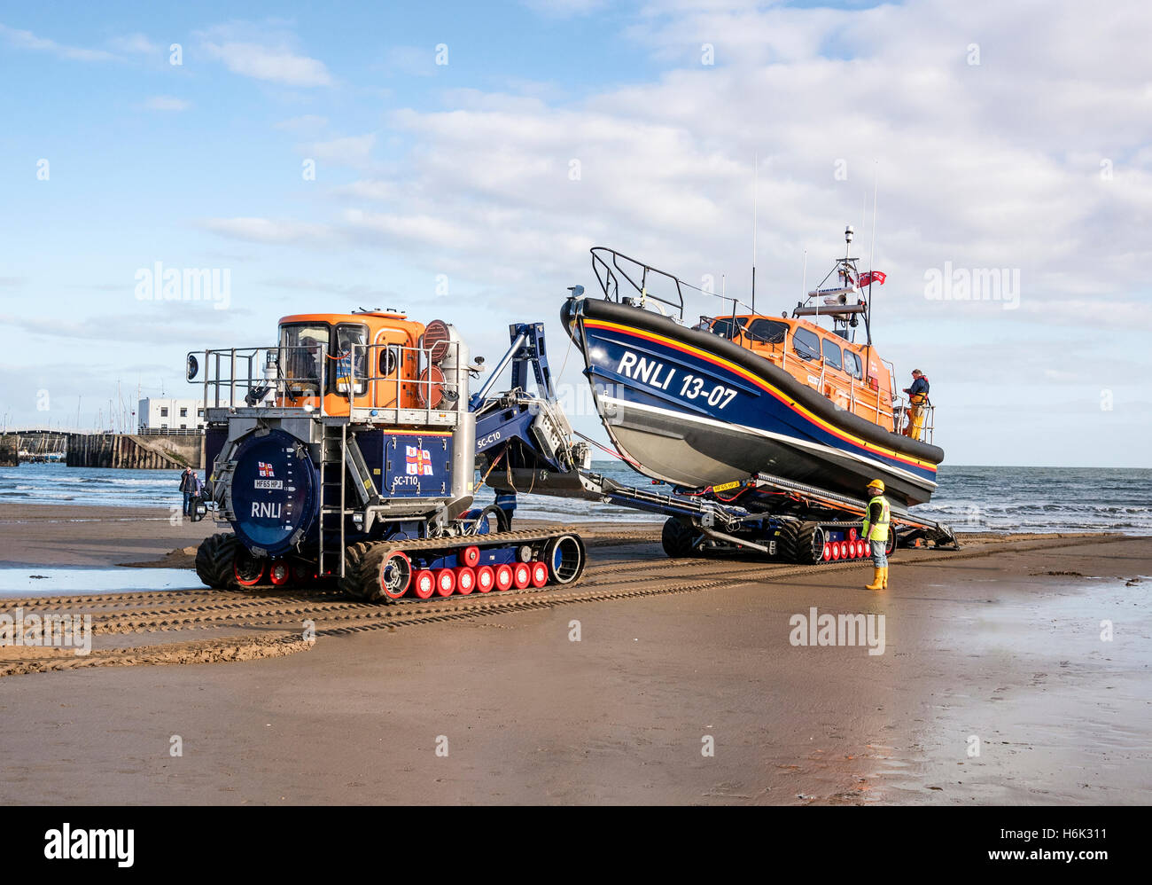Recovering RNLI Shannon Class Lifeboat 13-07 with the Supercat Tractor ...