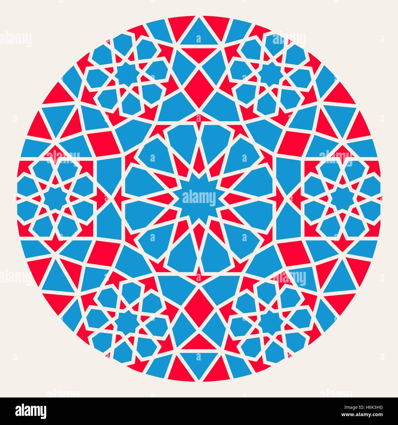 Vector Blue Red Islamic Ornamental Rosette Circle Design Element Stock ...