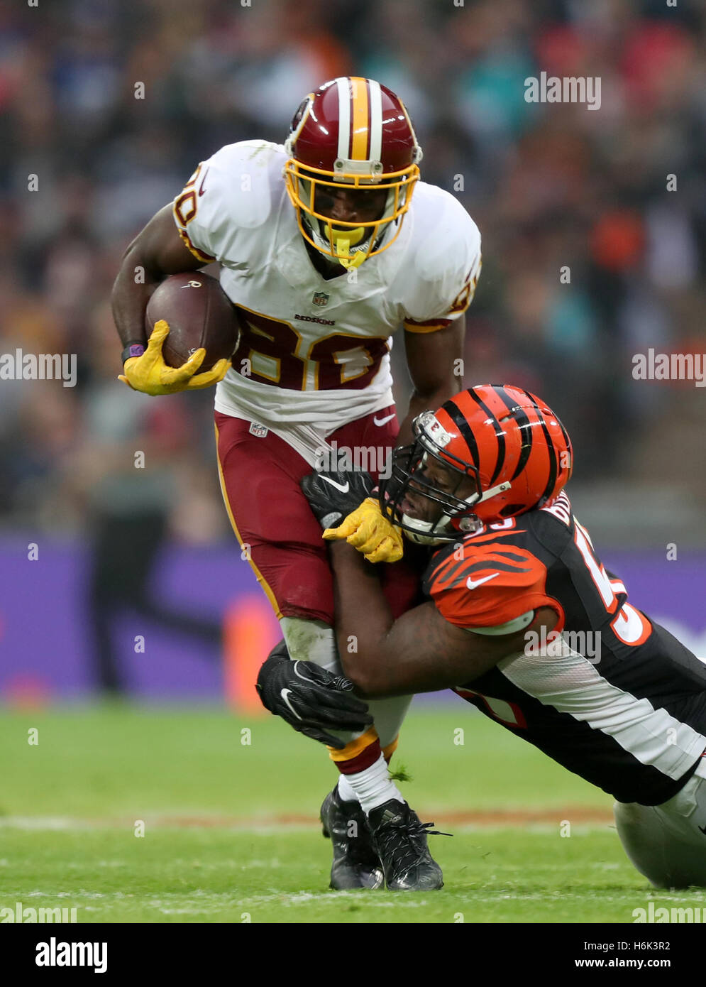 Washington Redskins Wide Receiver Jamison Crowder (left) is tackled by ...