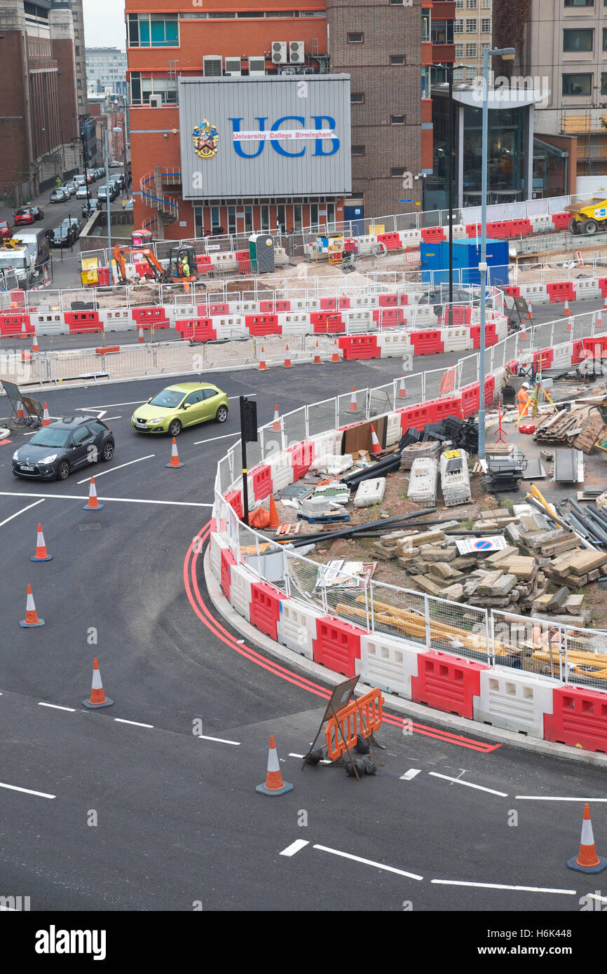 Birmingham city centre road works and reconstruction outside the ...