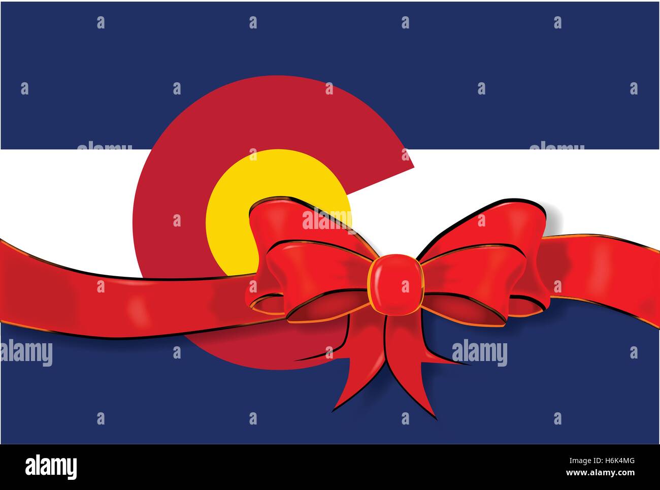 The flag of the USA state of Colorado with red ribbon Stock Vector ...