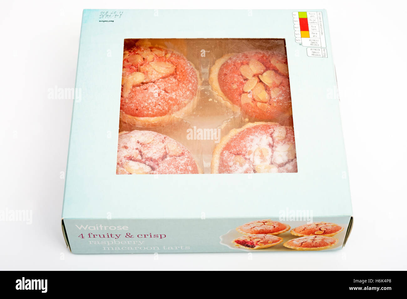 Waitrose fruity and crisp raspberry macaroon tarts Stock Photo - Alamy