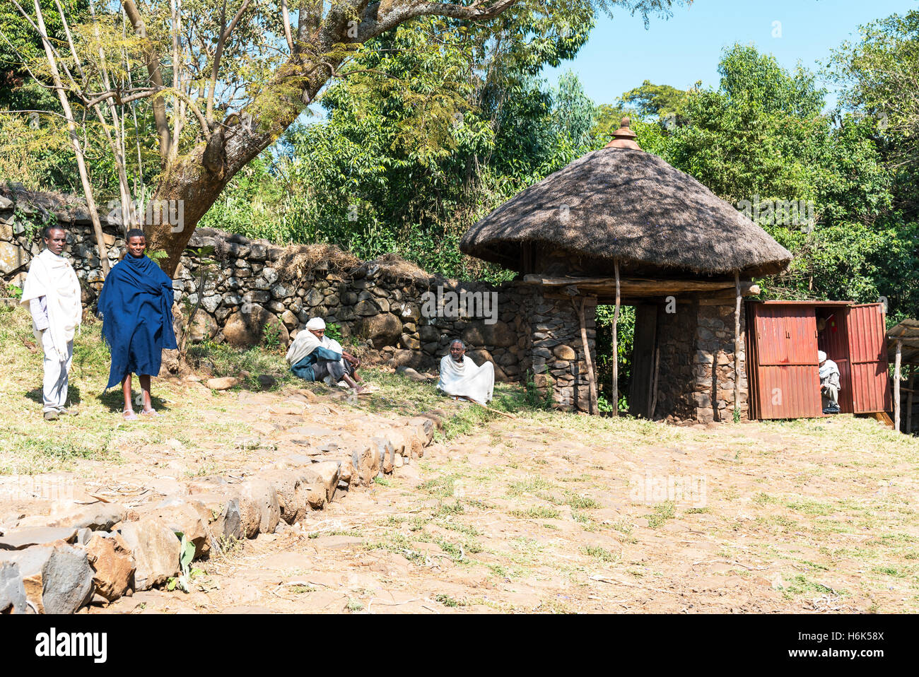 Bahir Dar, Ethiopia - January 17 , 2016: Local faithfuls at the ...