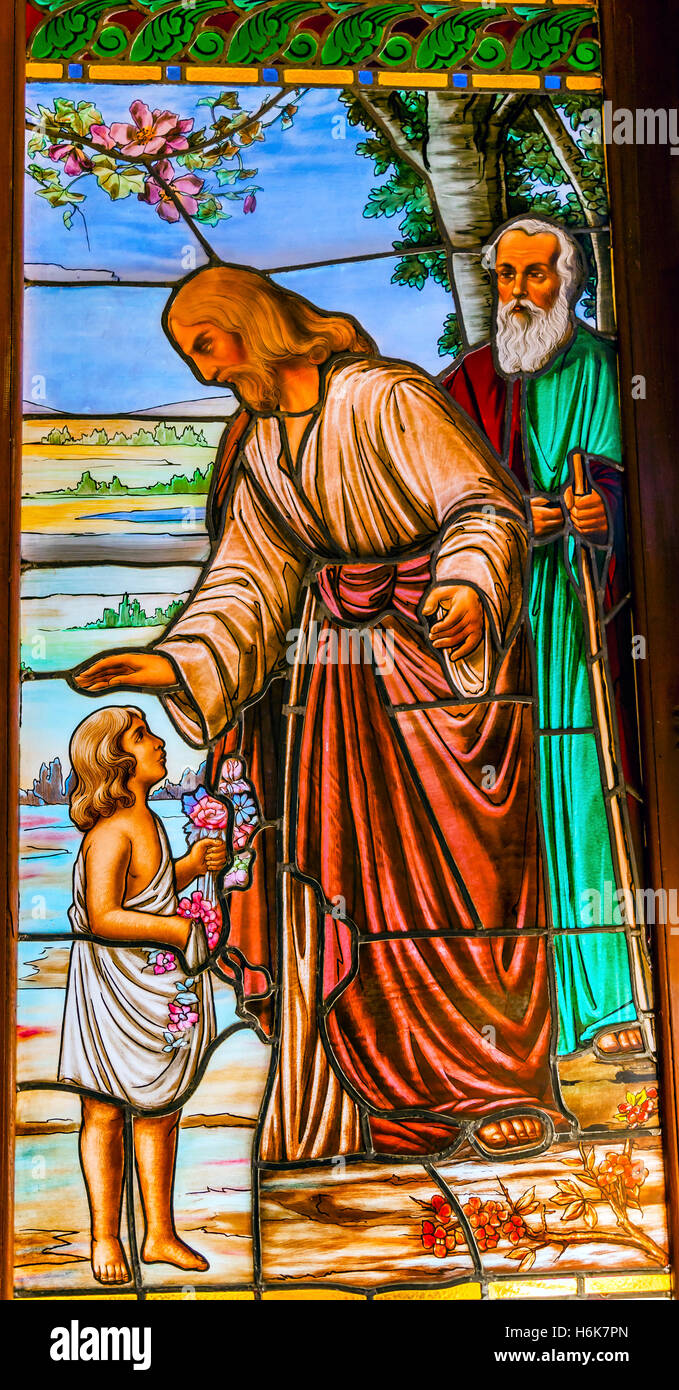 Stained Glass Jesus Children Basilica Templo De Belen Temple of Belen ...