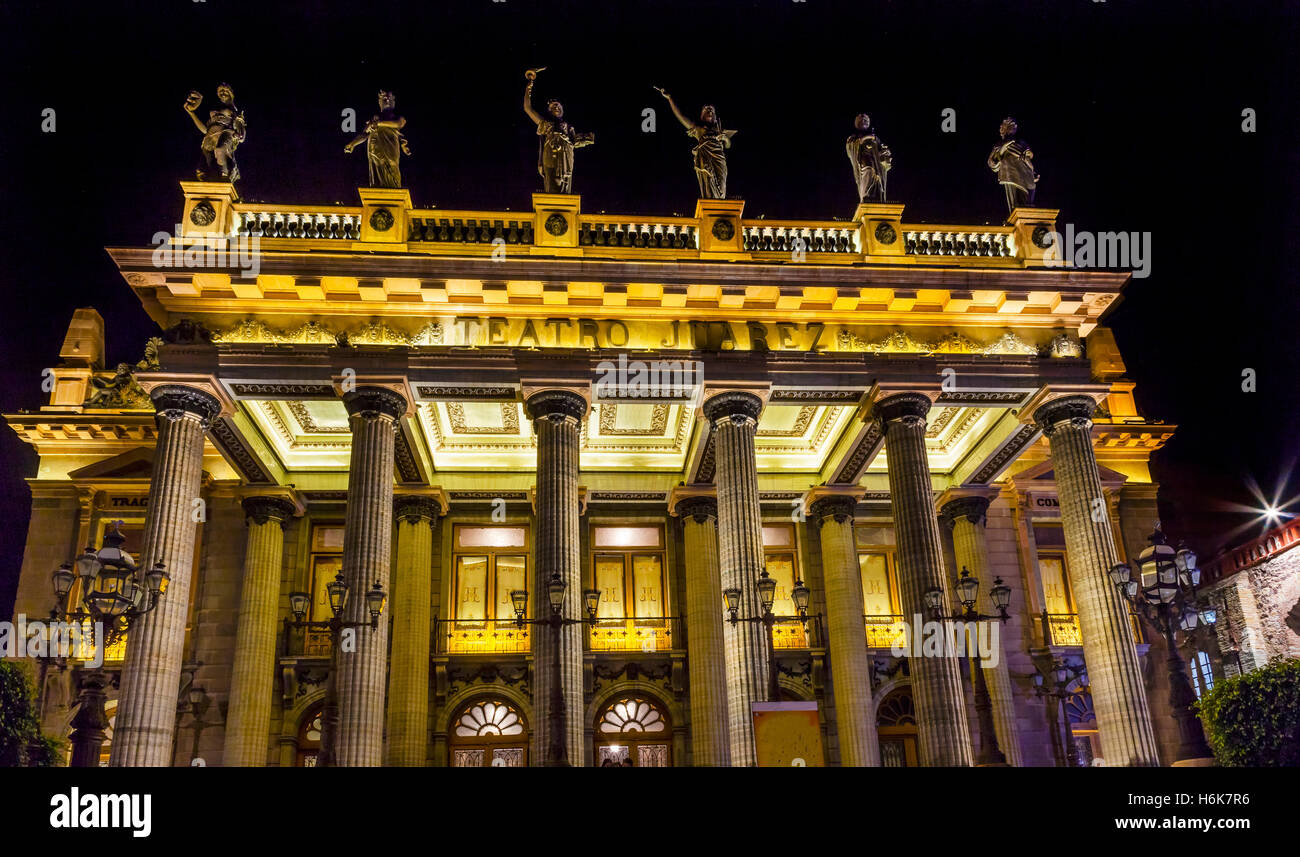 Juarez Theater Statues Night Guanajuato Mexico Stock Photo - Alamy