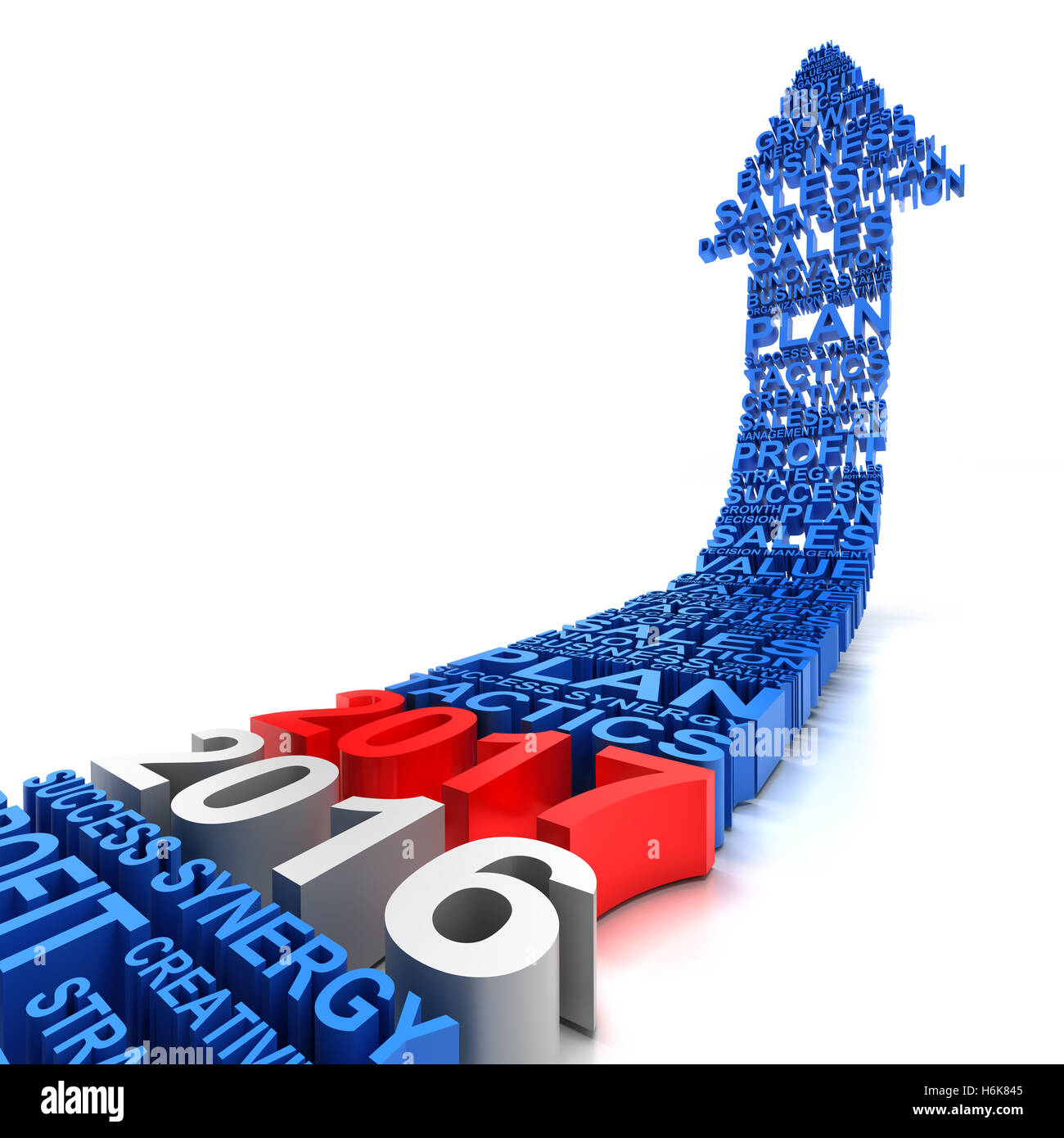 2016 to 2017 business arrow, 3d render Stock Photo - Alamy