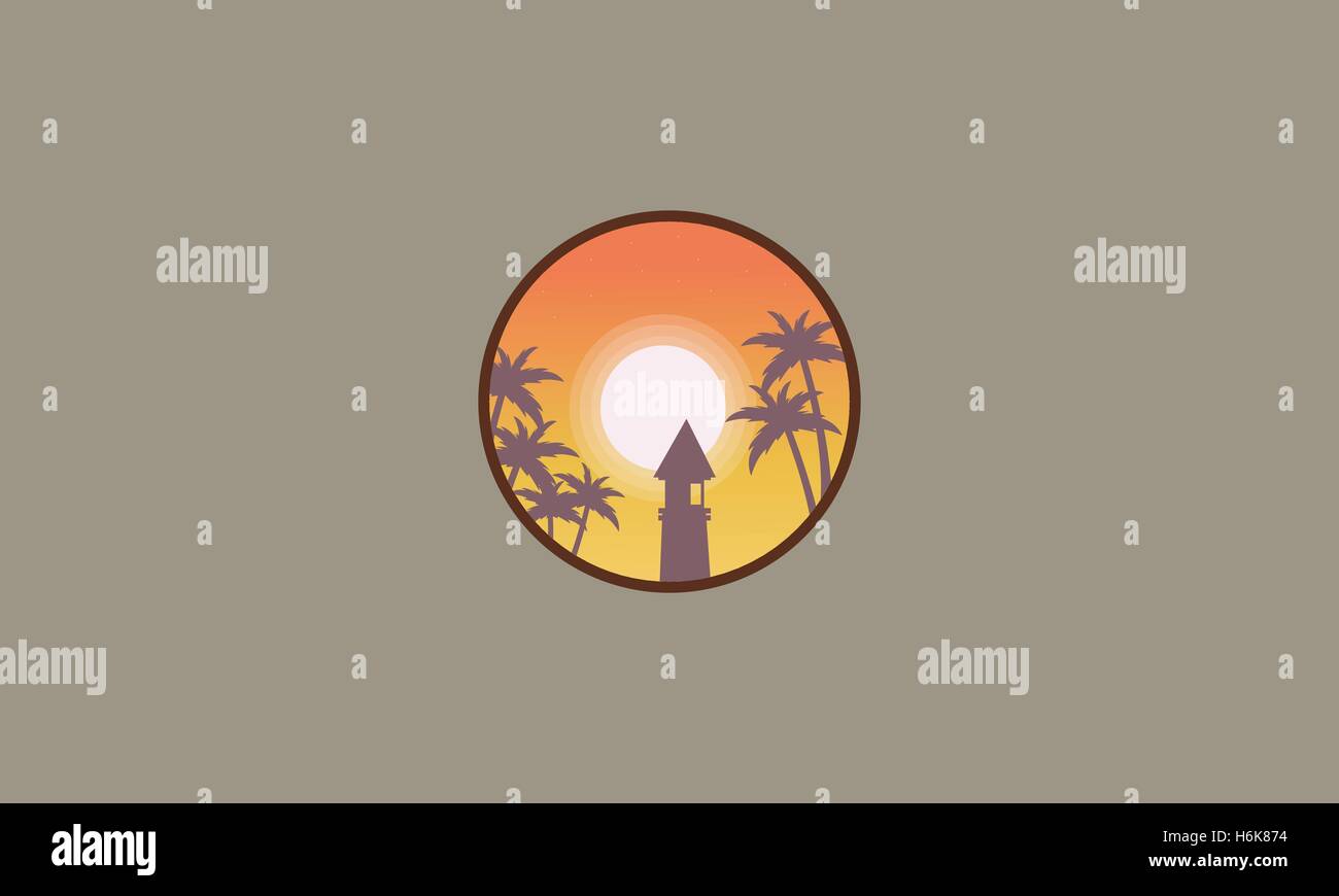 Lighthouse on shore waves Stock Vector Images - Alamy