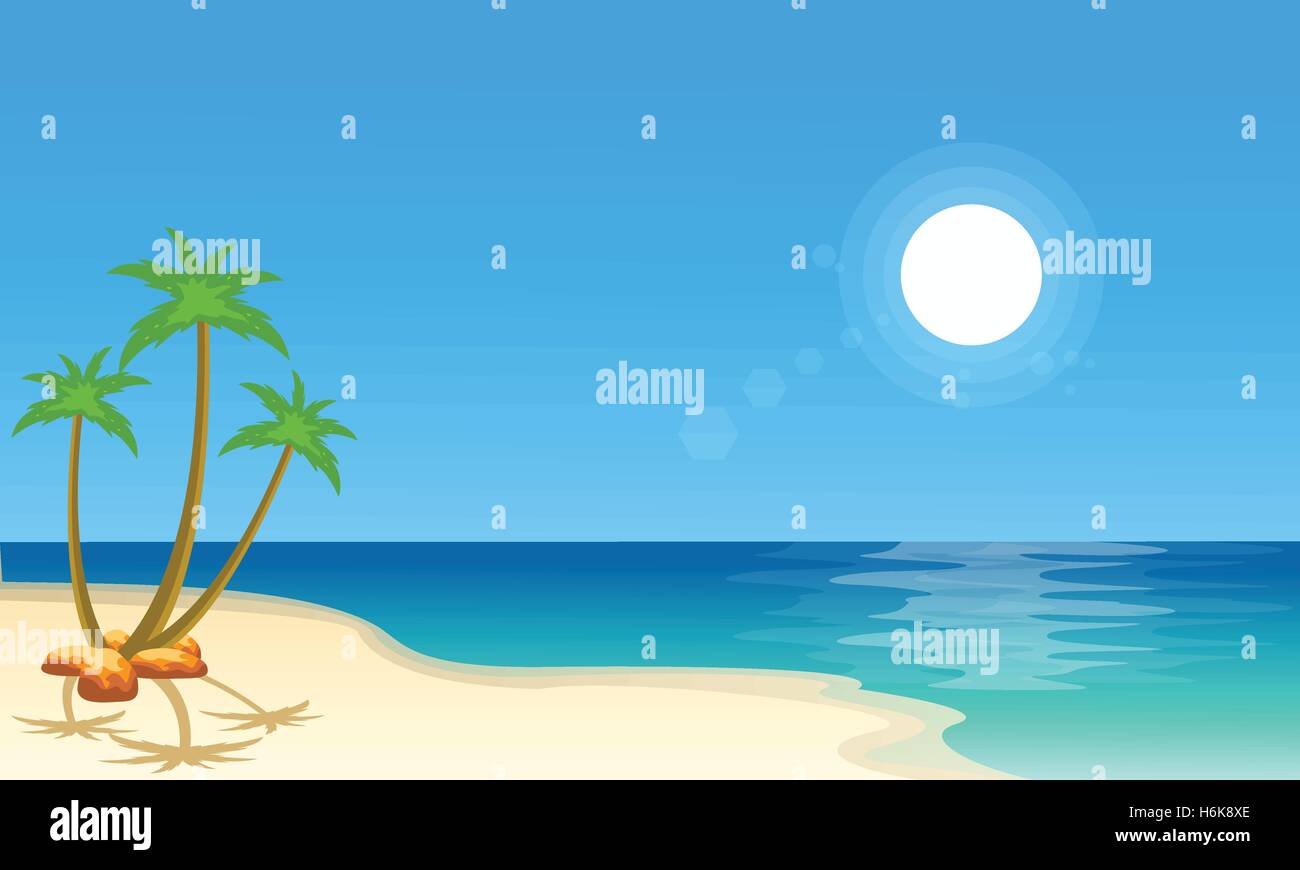 Cartoon beach scenery collection stock vector illustration Stock Vector ...