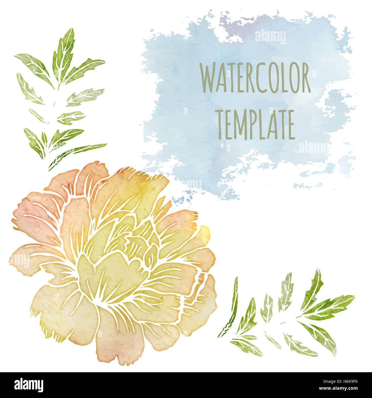 Ornate floral flyer with flowers. Watercolor background. template for ...