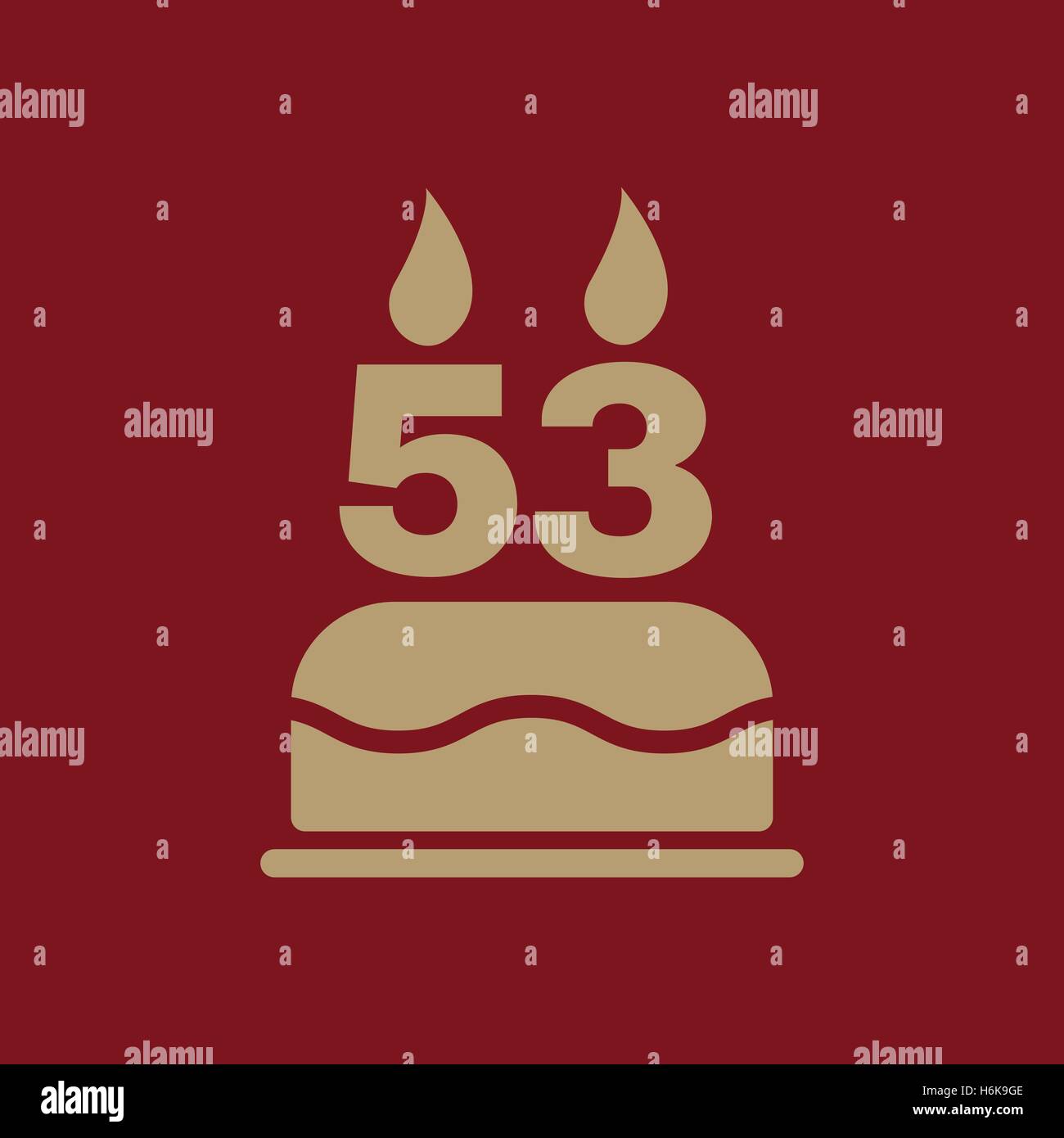 The birthday cake with candles in the form of number 53 icon. Birthday ...