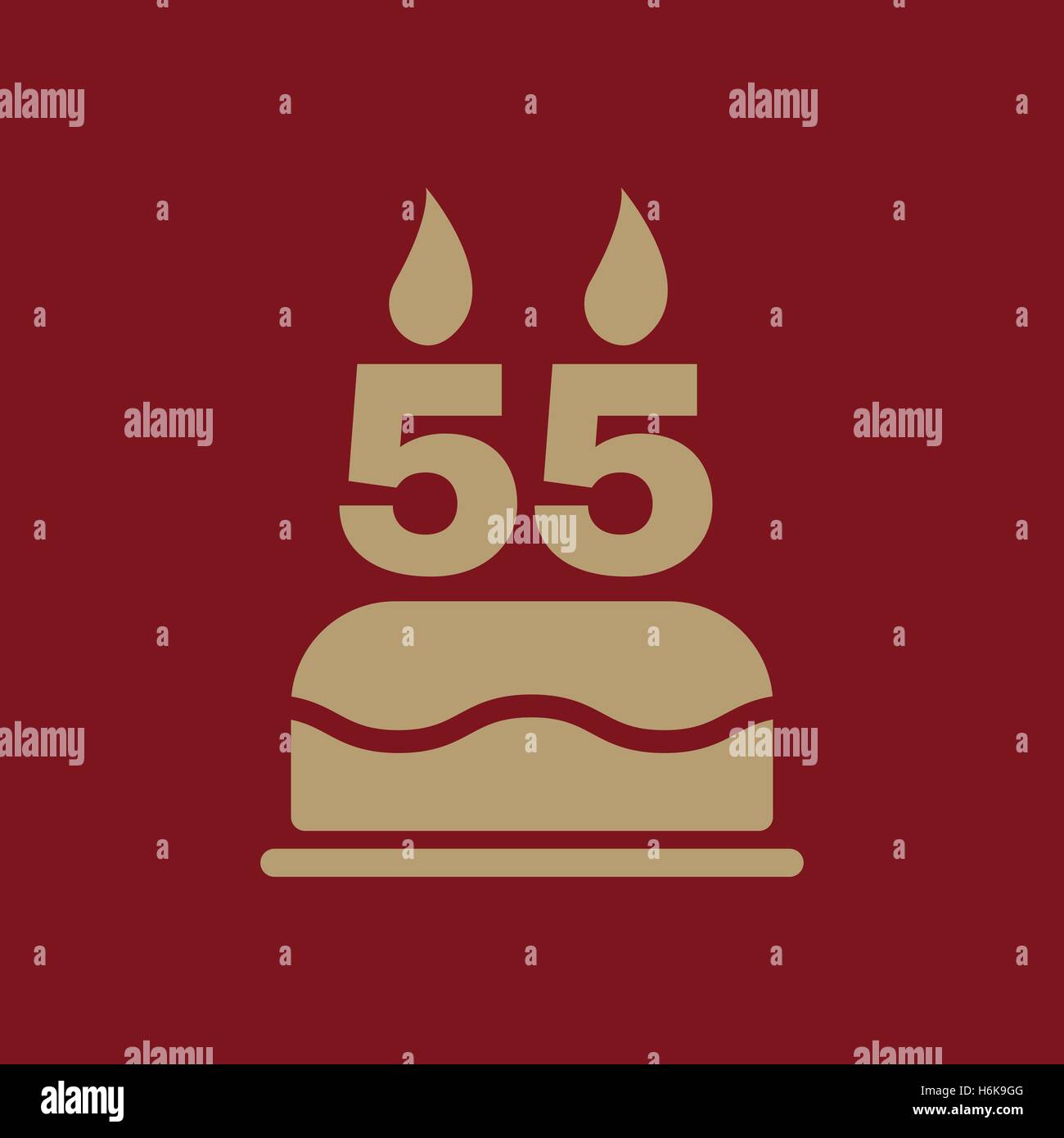 The birthday cake with candles in the form of number 55 icon. Birthday ...