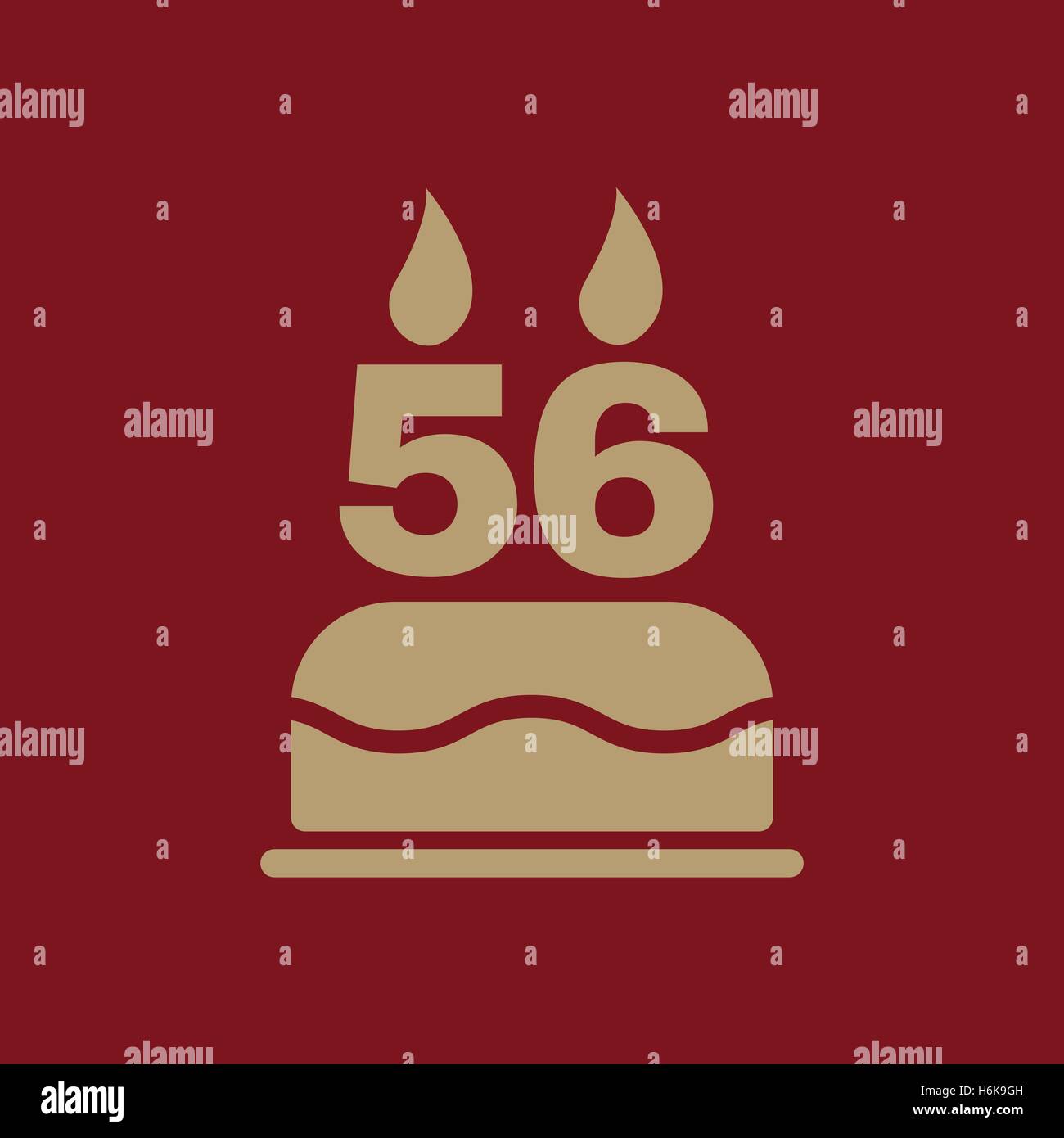 The birthday cake with candles in the form of number 56 icon. Birthday ...