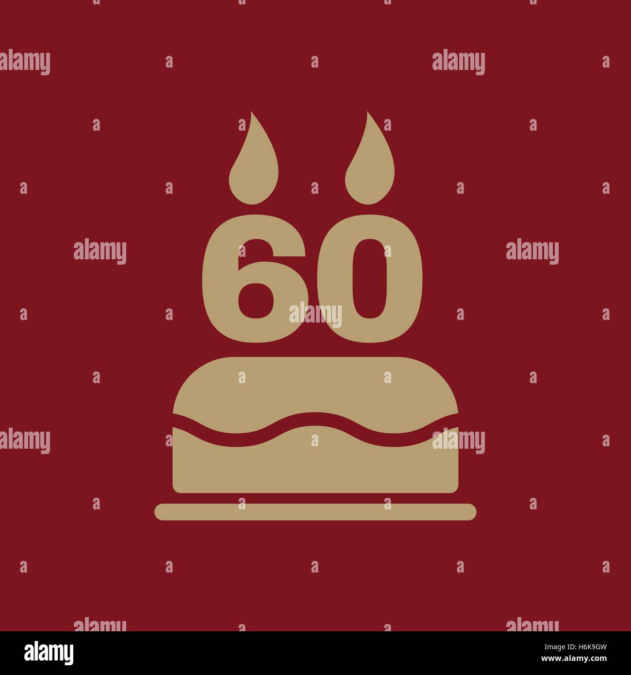 The birthday cake with candles in the form of number 60 icon. Birthday ...