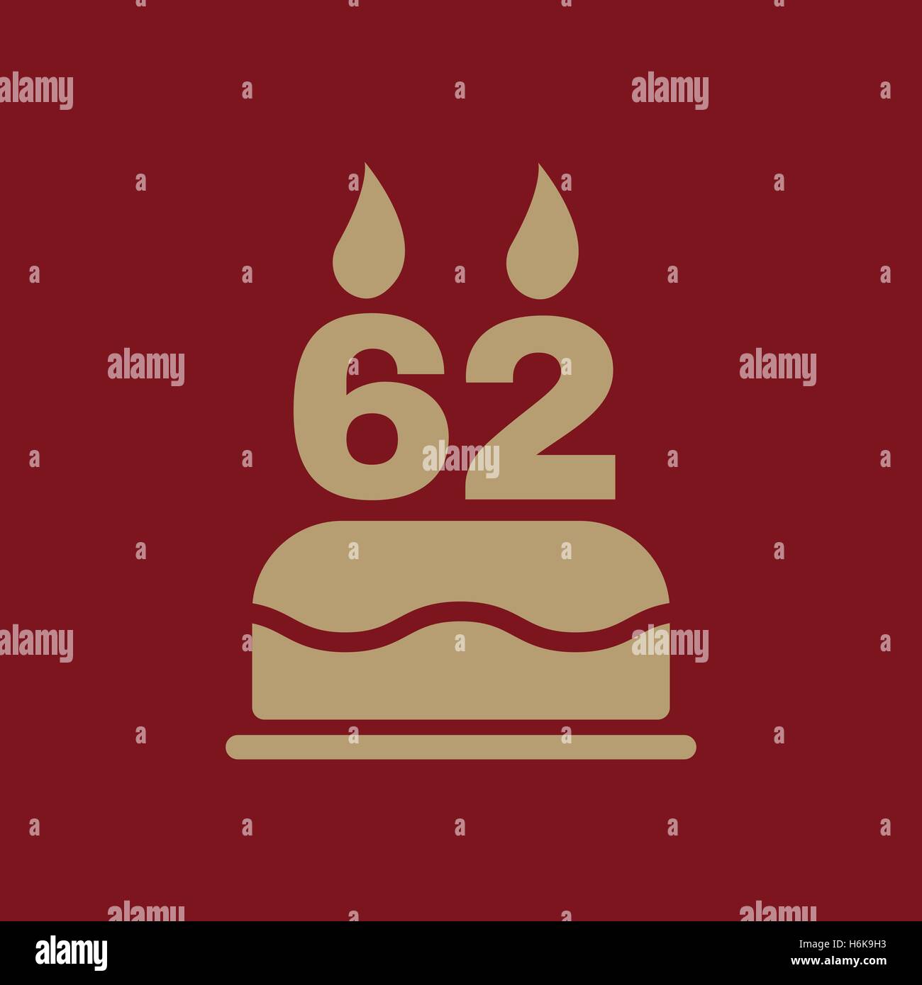 The birthday cake with candles in the form of number 62 icon. Birthday ...