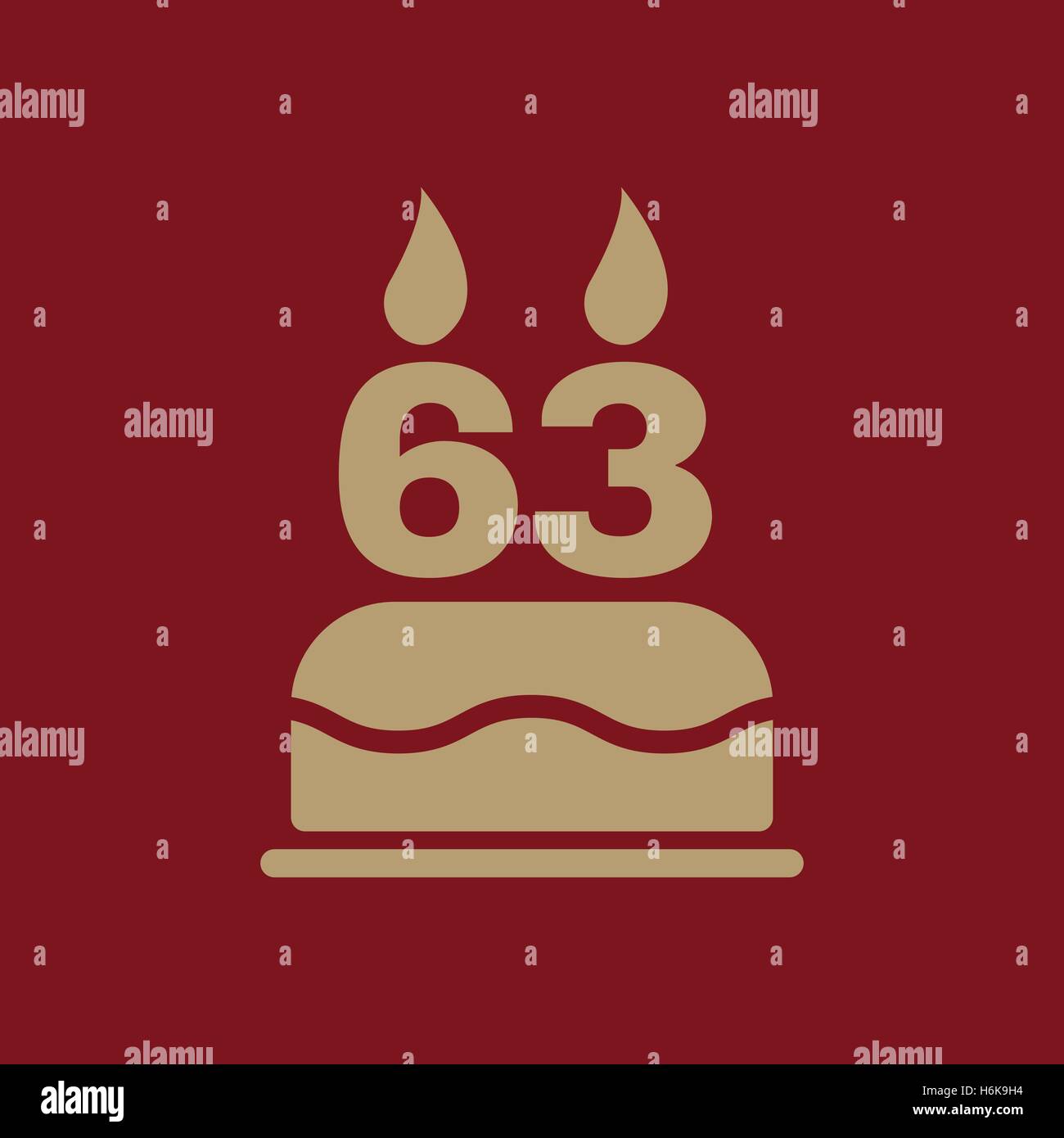 The birthday cake with candles in the form of number 63 icon. Birthday ...
