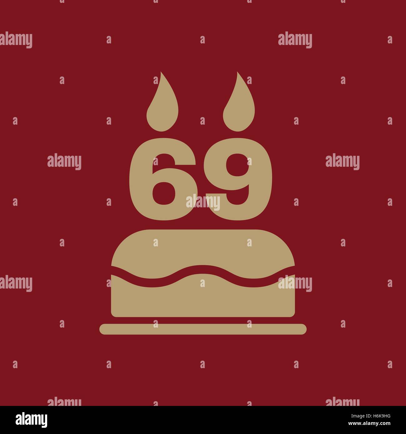 The birthday cake with candles in the form of number 69 icon. Birthday ...