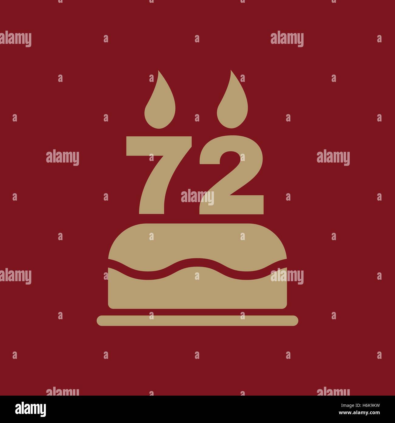 The birthday cake with candles in the form of number 72 icon. Birthday ...