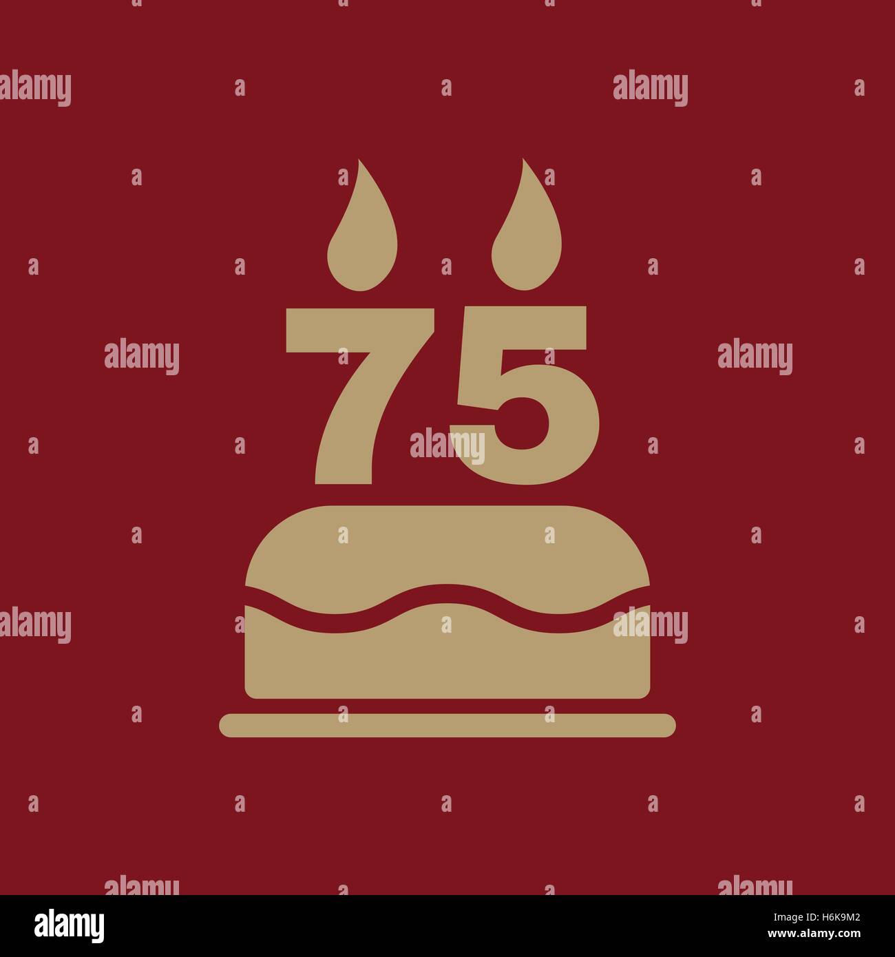 The birthday cake with candles in the form of number 75 icon. Birthday ...