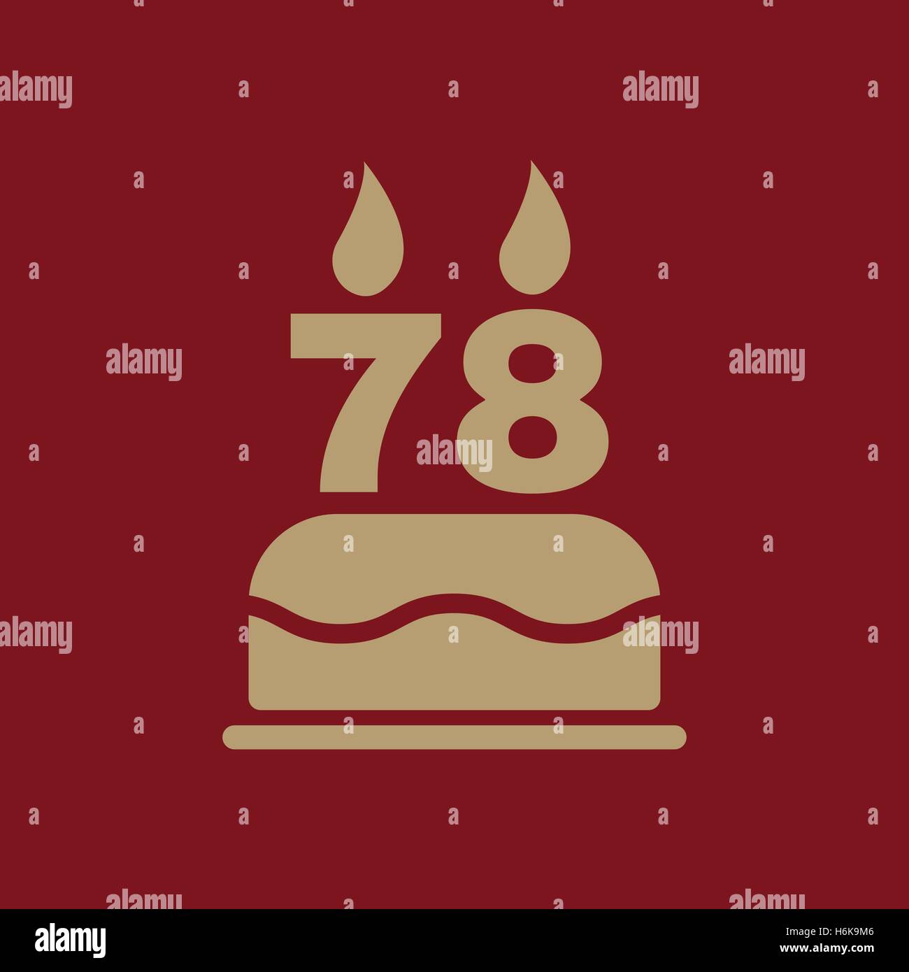 The birthday cake with candles in the form of number 78 icon. Birthday ...