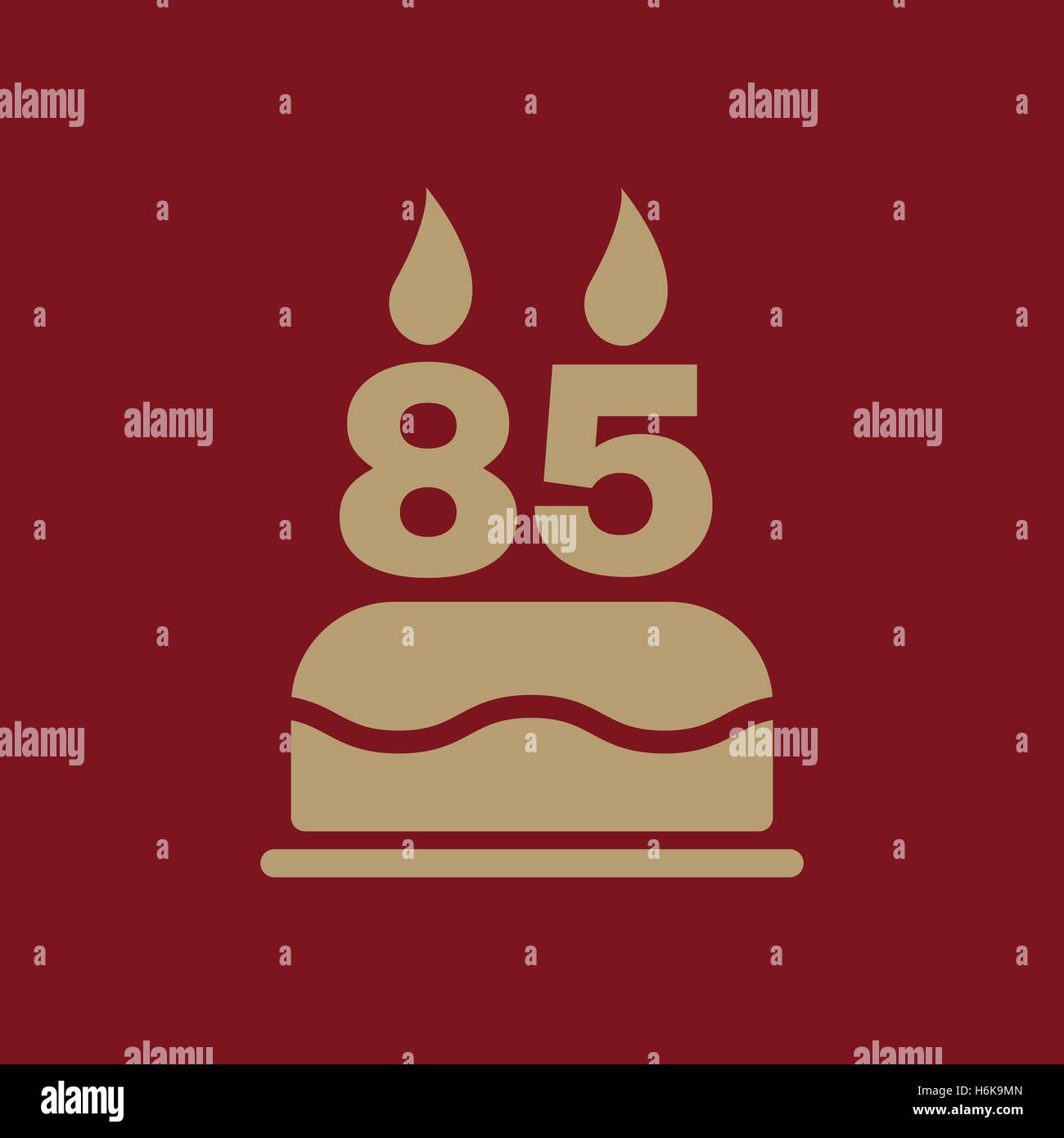The birthday cake with candles in the form of number 85 icon. Birthday ...