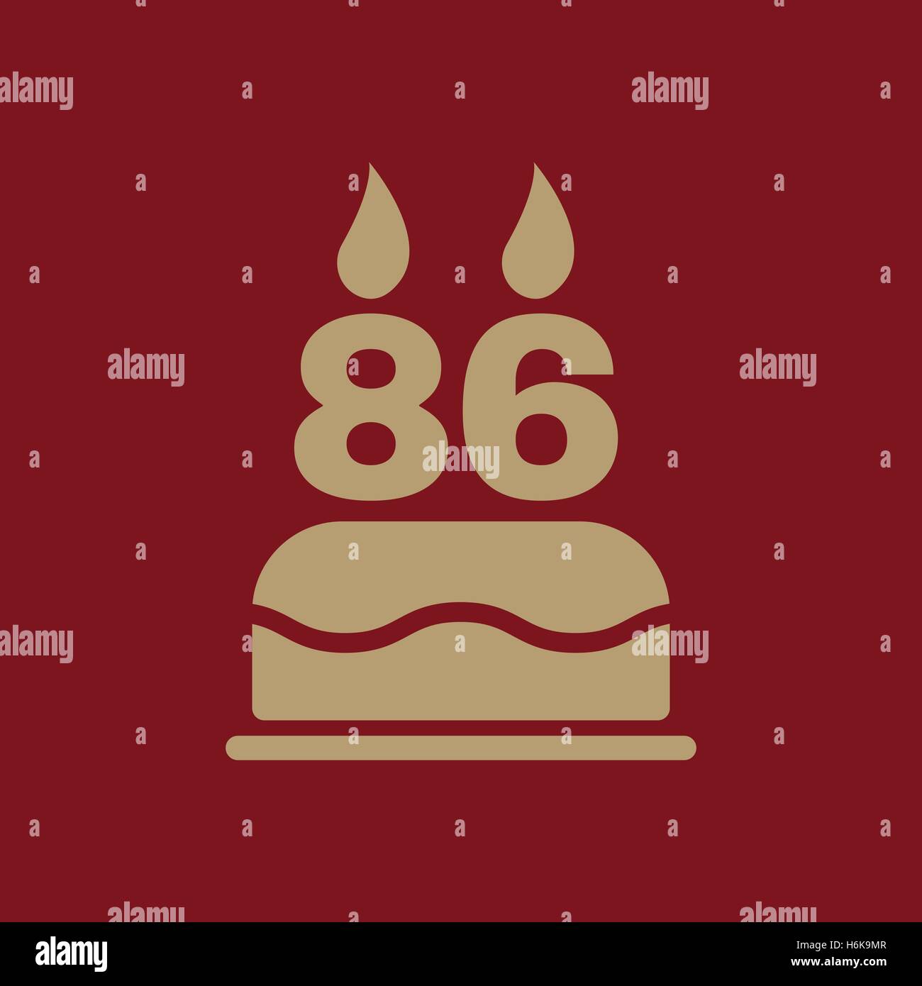 The birthday cake with candles in the form of number 86 icon. Birthday ...