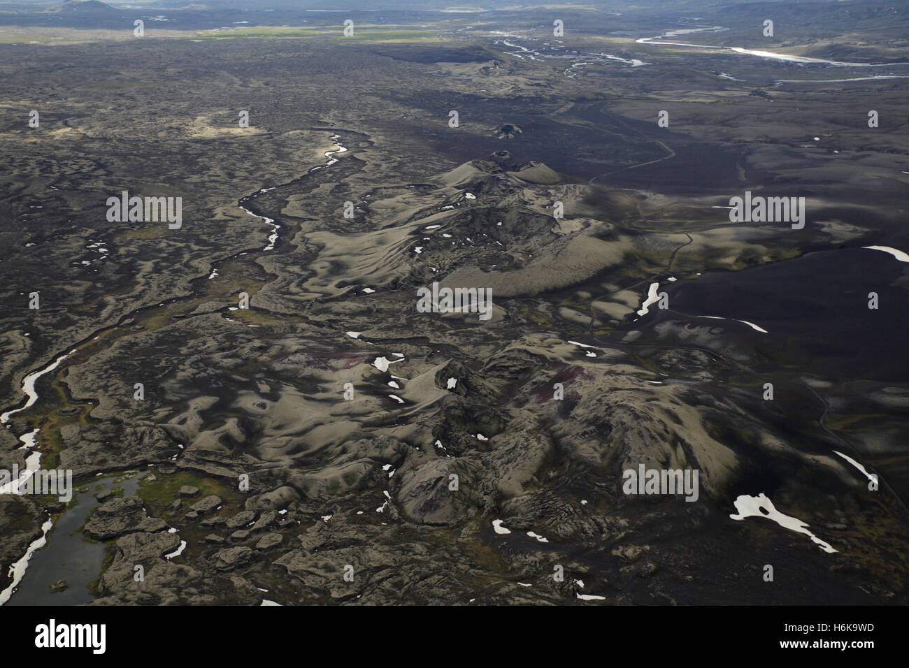Aerial view, Laki craters, Laki or Lakagigar vulcanic fissure, Iceland ...