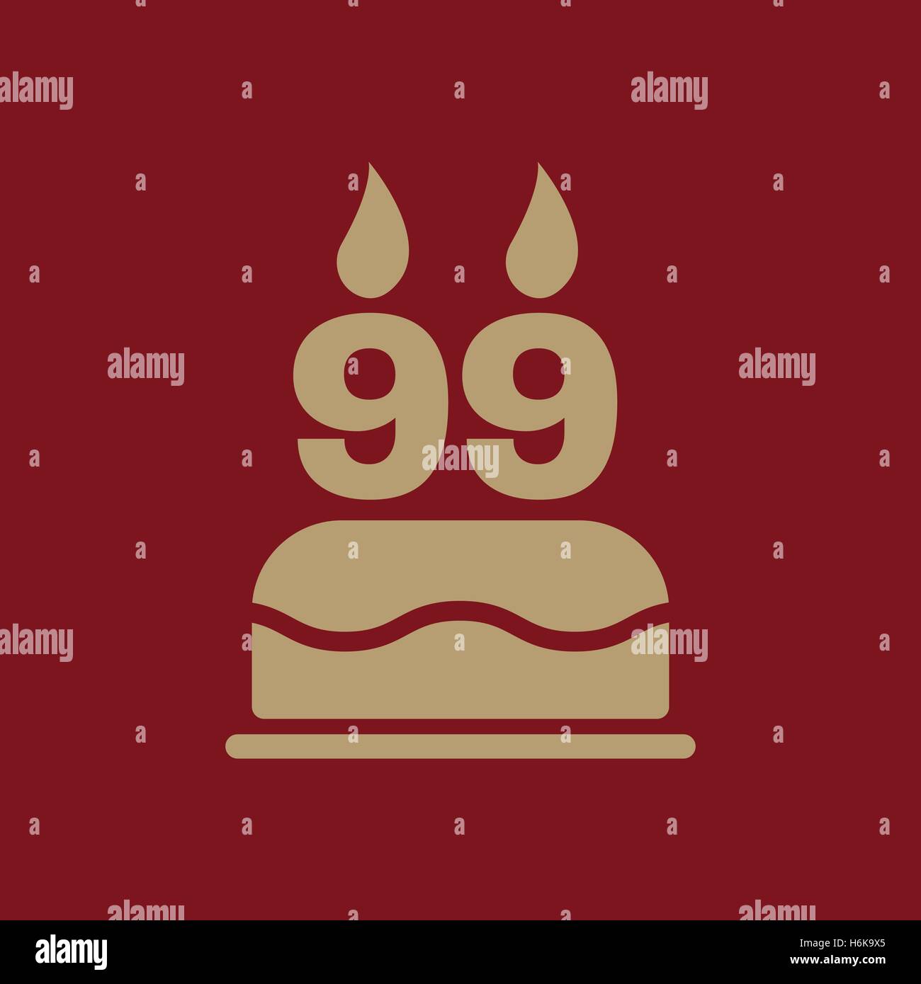 The birthday cake with candles in the form of number 99 icon. Birthday ...