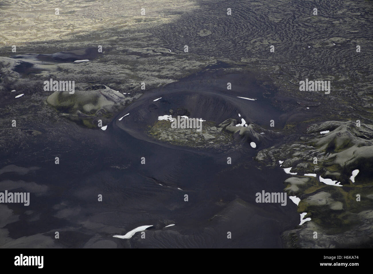 Aerial view, Laki craters, Laki or Lakagigar vulcanic fissure, Iceland ...