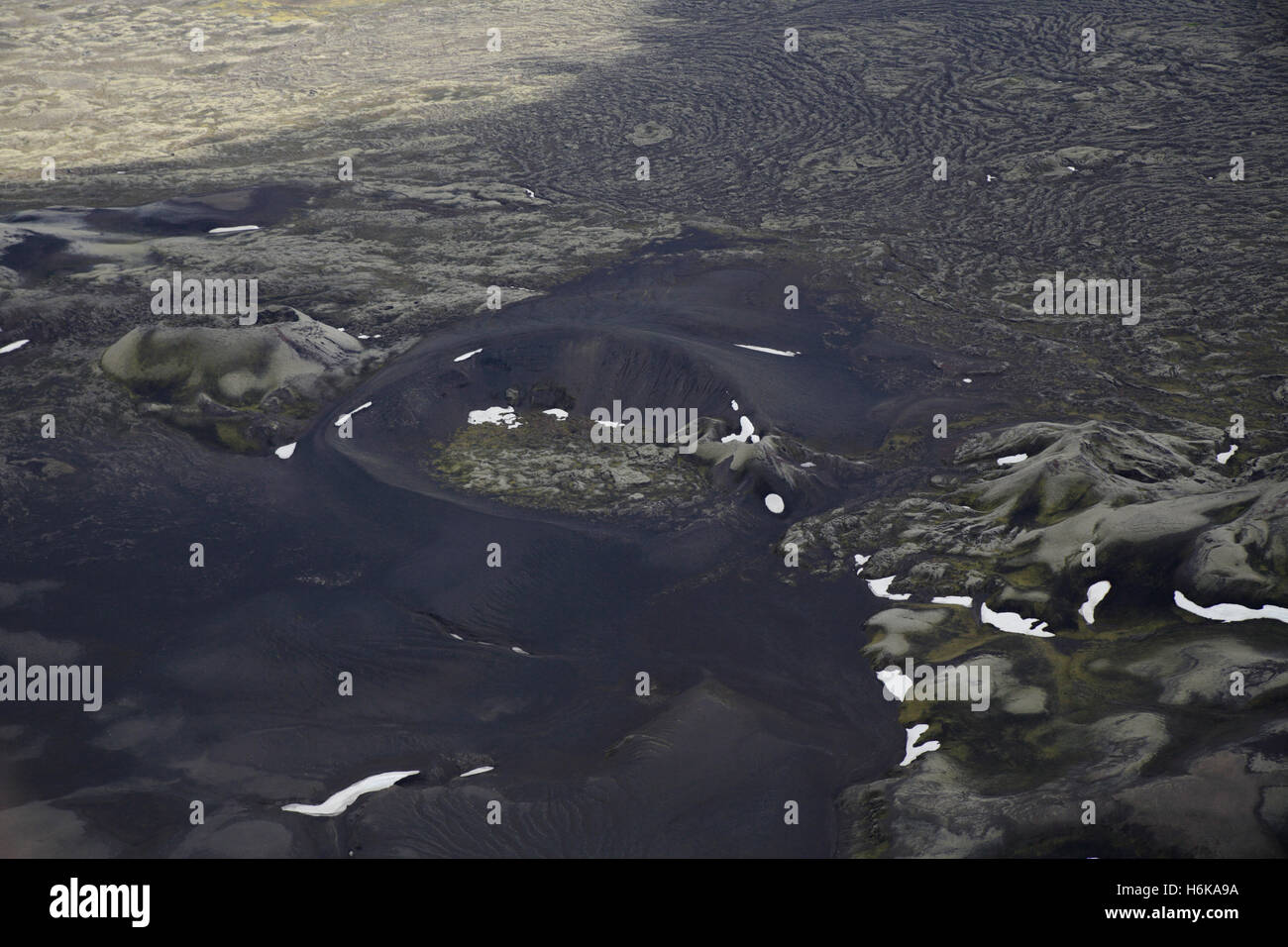 Aerial view, Laki craters, Laki or Lakagigar vulcanic fissure, Iceland ...