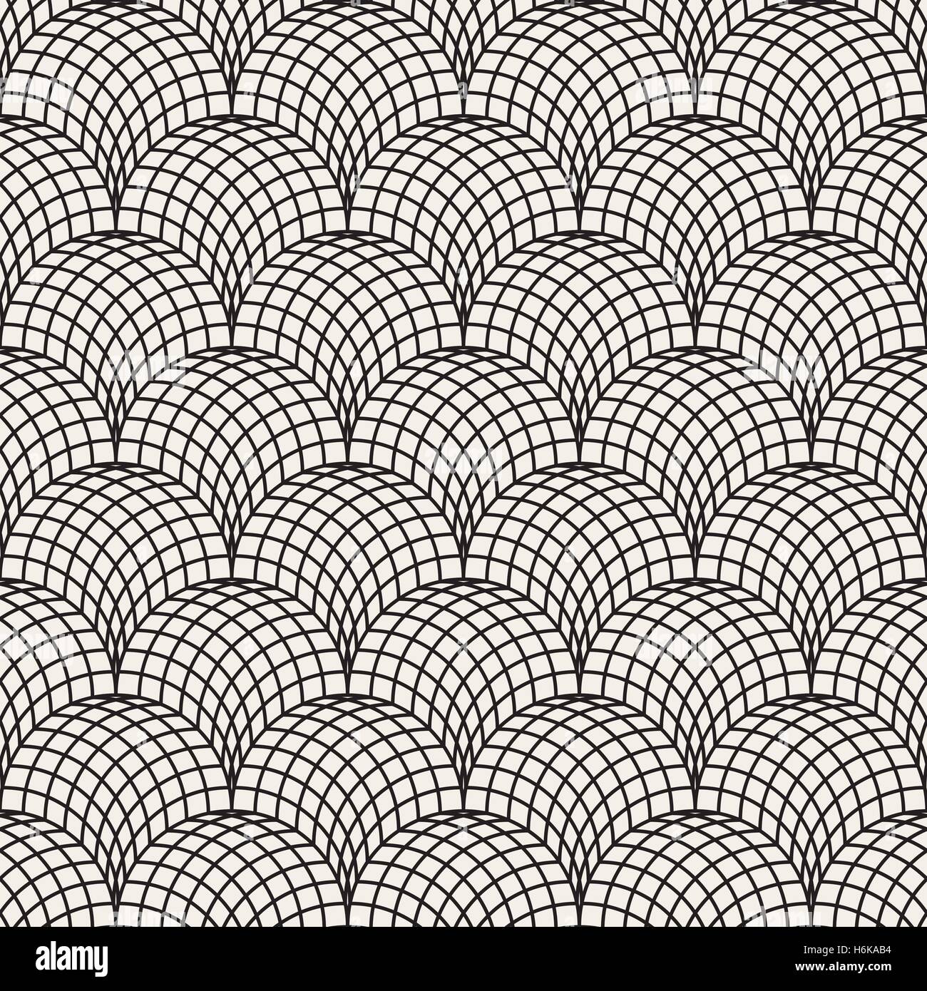 Vector Seamless Black and White Arc Shape Line Lattice Pattern Stock ...