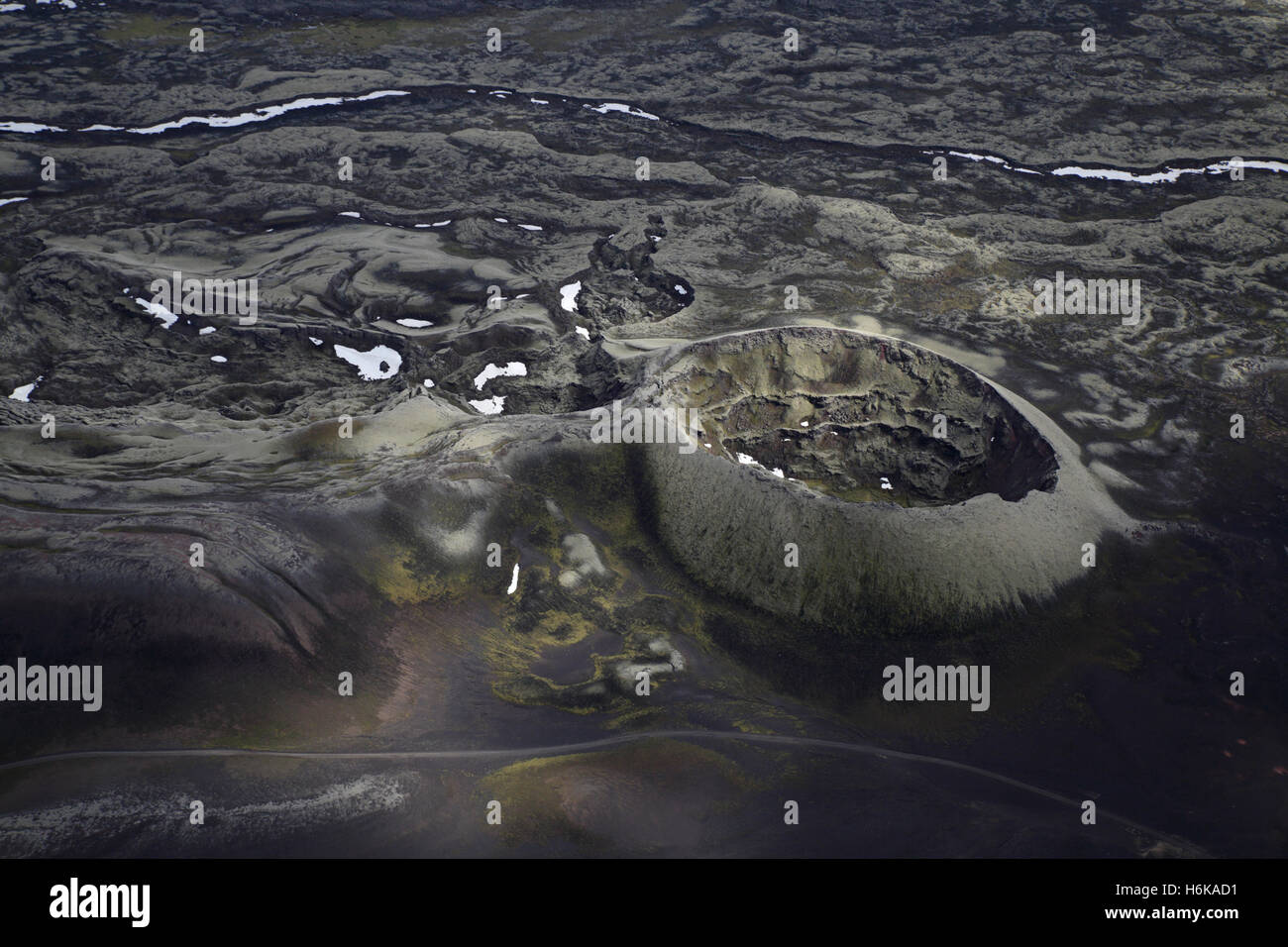Aerial view, Laki craters, Laki or Lakagigar vulcanic fissure, Iceland ...