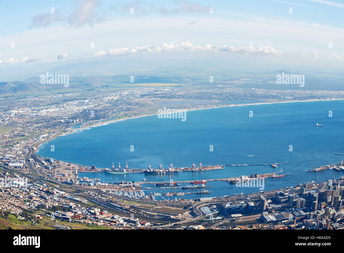 in south africa cape town city skyline from table mountain sky ocean and house Stock Photo - Alamy