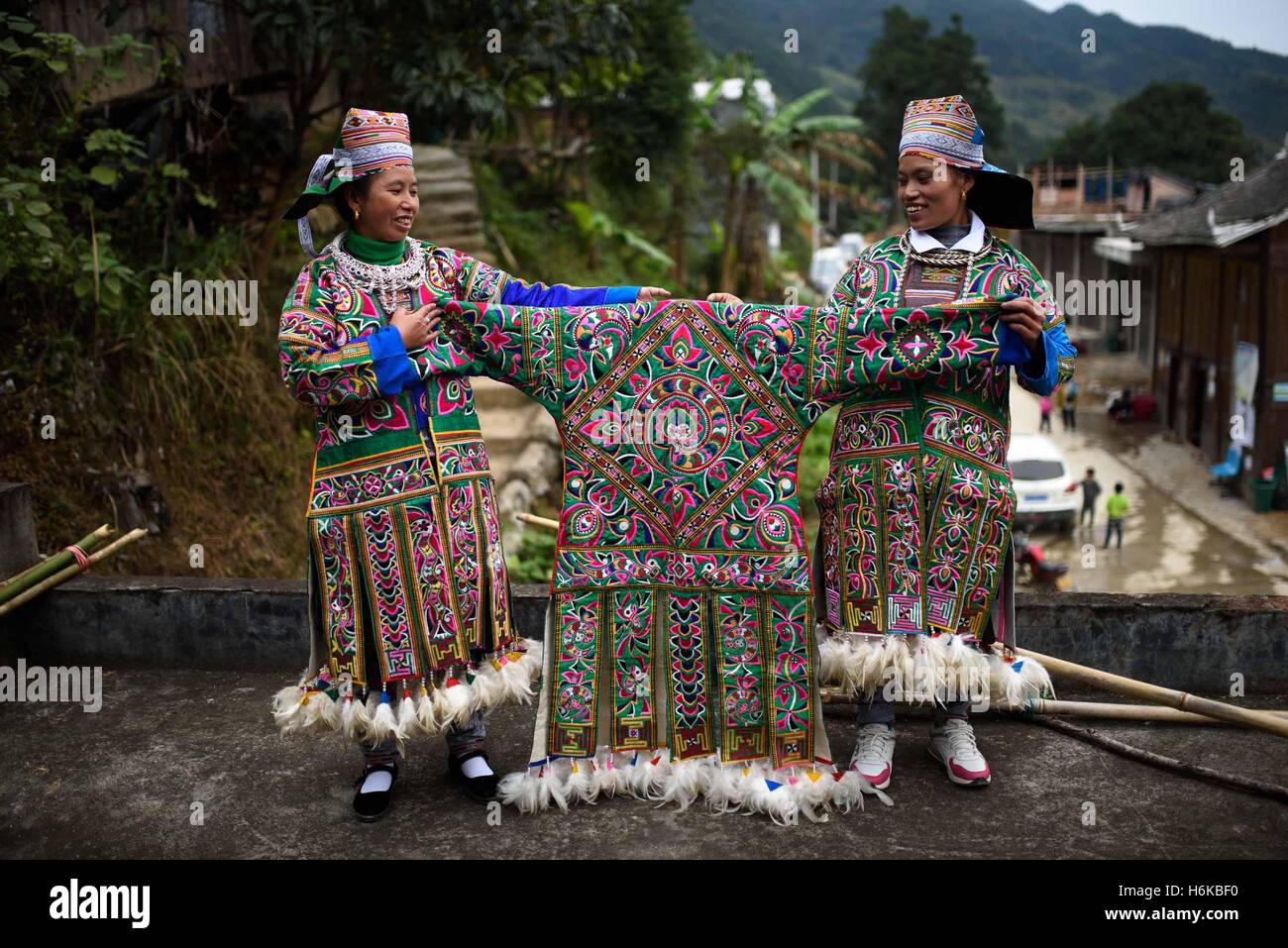 Rongjiang, China's Guizhou Province. 30th Oct, 2016. Villagers of Miao ...