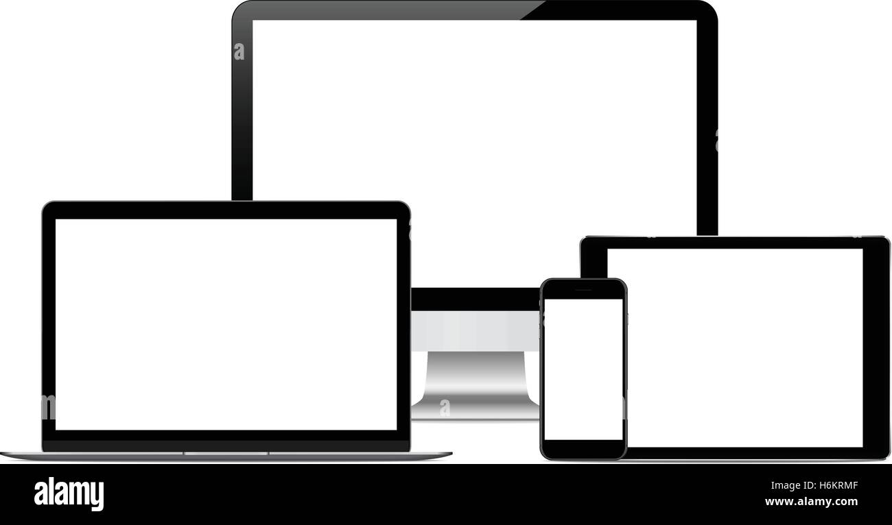 modern technology device vector drawing on white background Stock ...