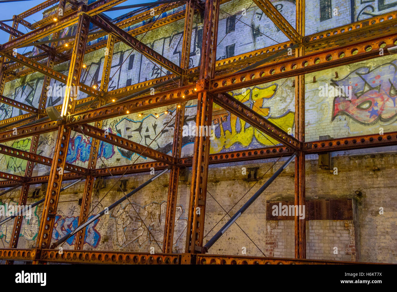 Graffiti and fire escape in a block of flats Stock Photo - Alamy