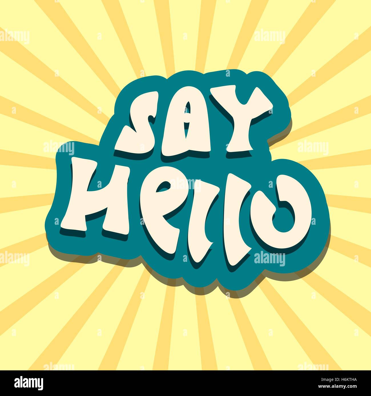 say hello text handwritten retro vector illustration Stock Vector Image ...