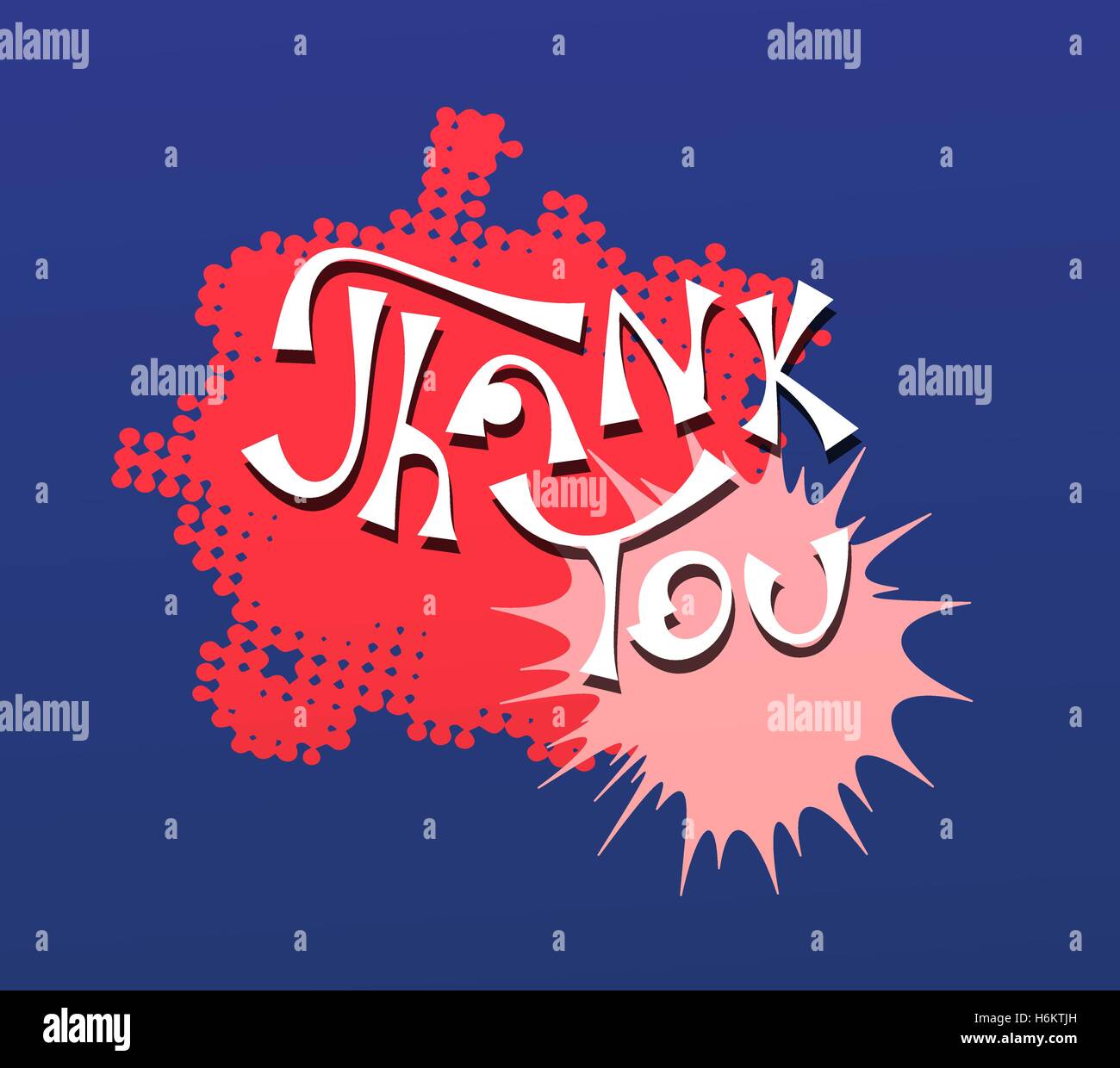 thank you hand lettering text with blob and halftone color vector ...