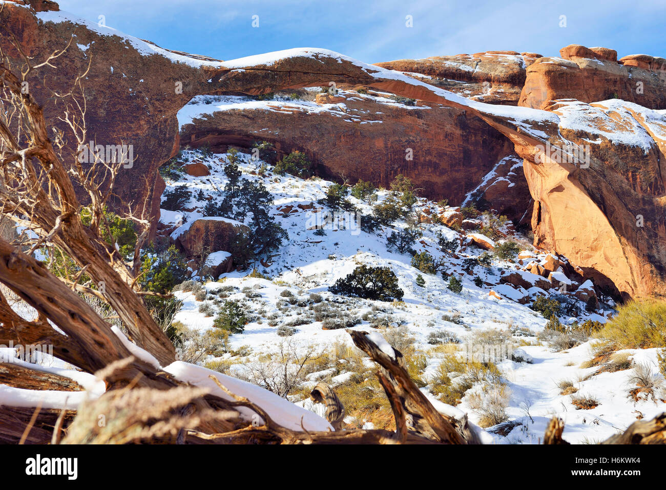 Landscape Arch in Arches National Park, Utah in winter Stock Photo - Alamy