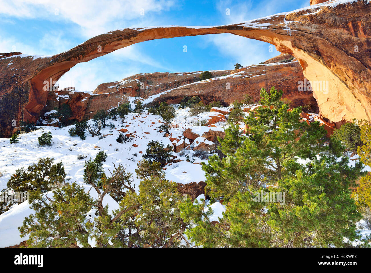 Landscape Arch in Arches National Park, Utah in winter Stock Photo - Alamy